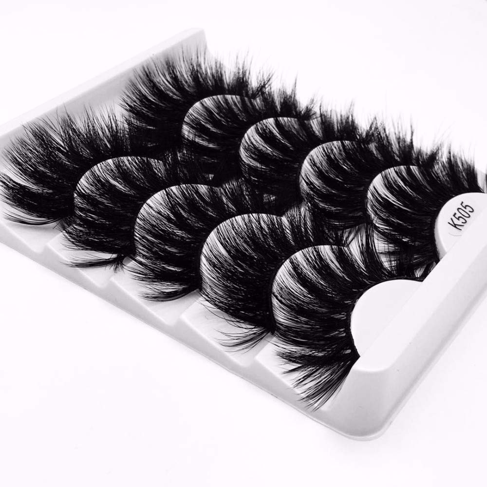 NEW 5 Pairs 3D Mink Hair False Eyelashes Criss-cross Wispy Cross Fluffy 22mm-25mm Lashes Extension Handmade Eye Makeup Tools (K505)