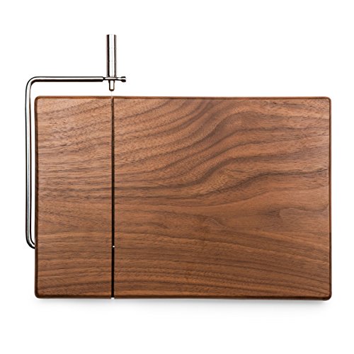 TOSCANA - a Picnic Time Brand Meridian Black Walnut Cutting Board with Cheese Slicer 12 x 10 x 12