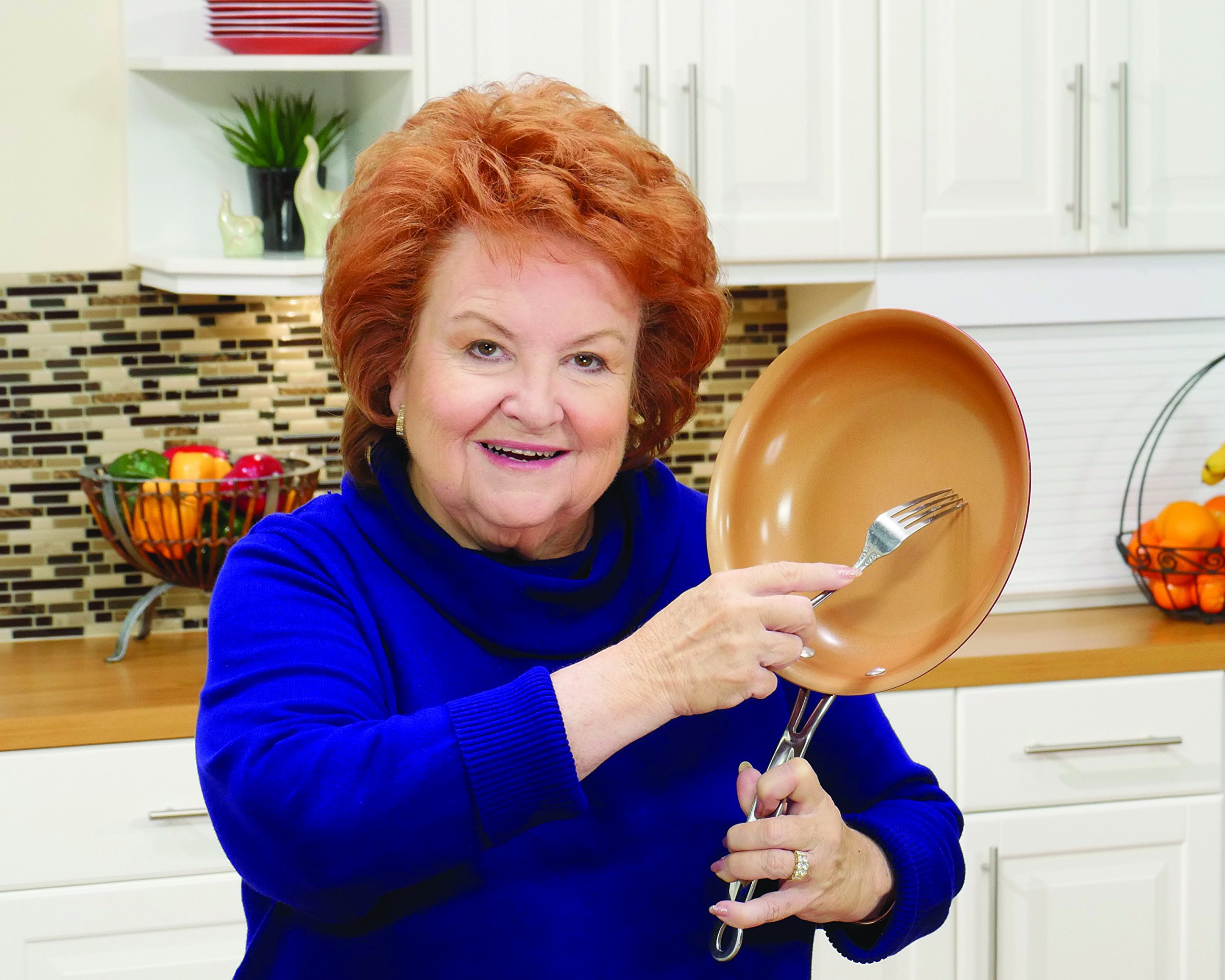 Red Copper 12 inch Pan by BulbHead Ceramic Copper Infused Non-Stick Fry Pan Skillet Scratch Resistant Without PFOA and PTFE Heat Resistant From Stove To Oven Up To 500 Degrees