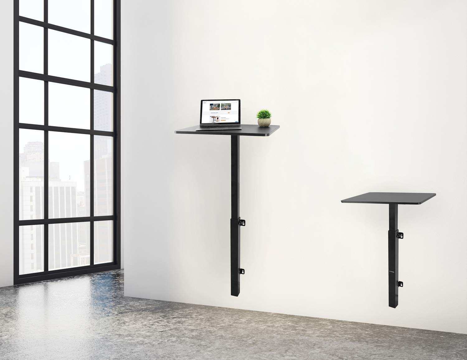 Mount-It! Height Adjustable Wall Mounted Workstation | Sit Stand Floating Computer Desk with 24x16 Inch Surface for Laptops and Desktops
