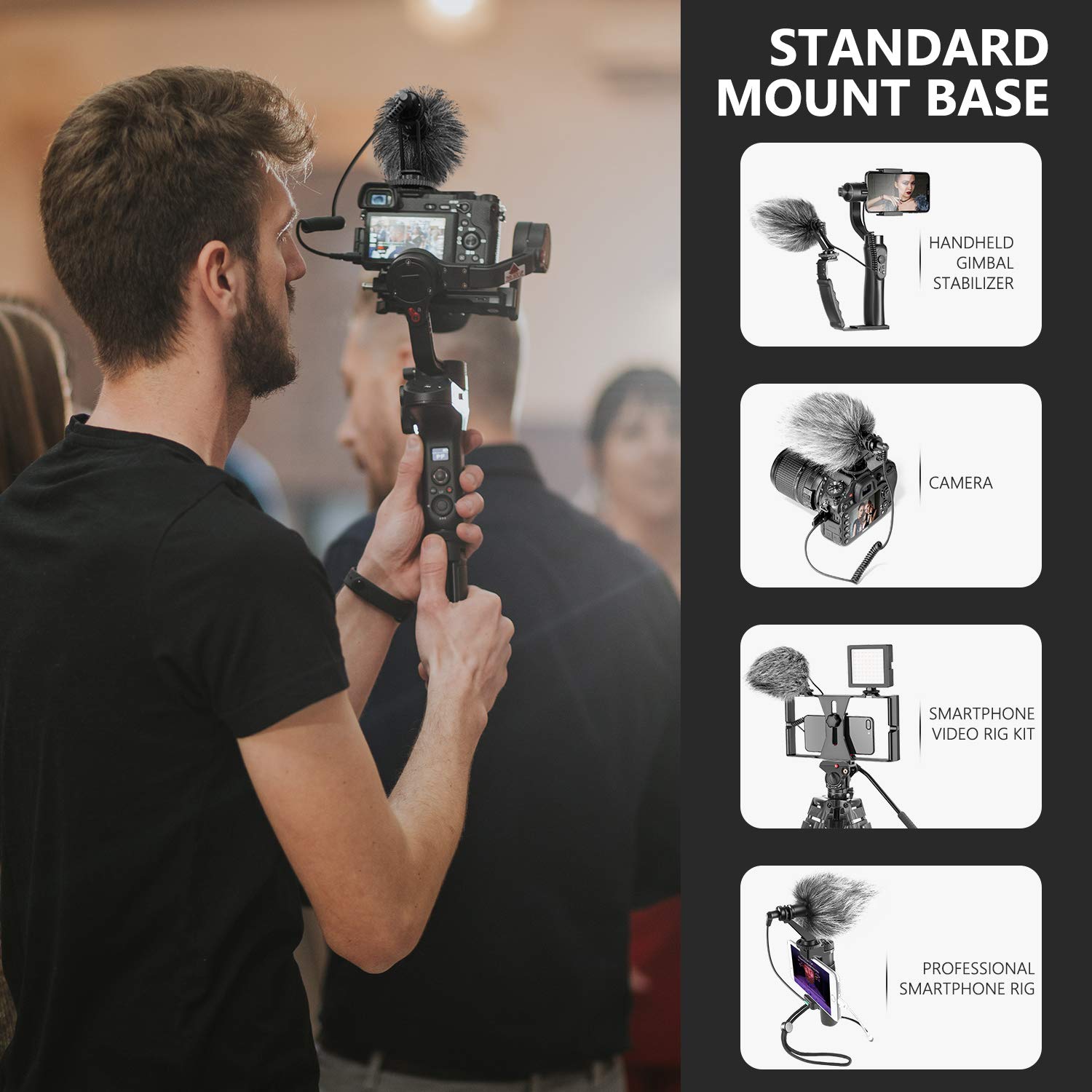 Neewer 2 Packs CM14 Mic Phone Mic on-Camera Video Microphone with Shock Mount, Windscreen and Audio Cables Compatible with iPhone, Android Smartphones, DSLR Cameras and Camcorders