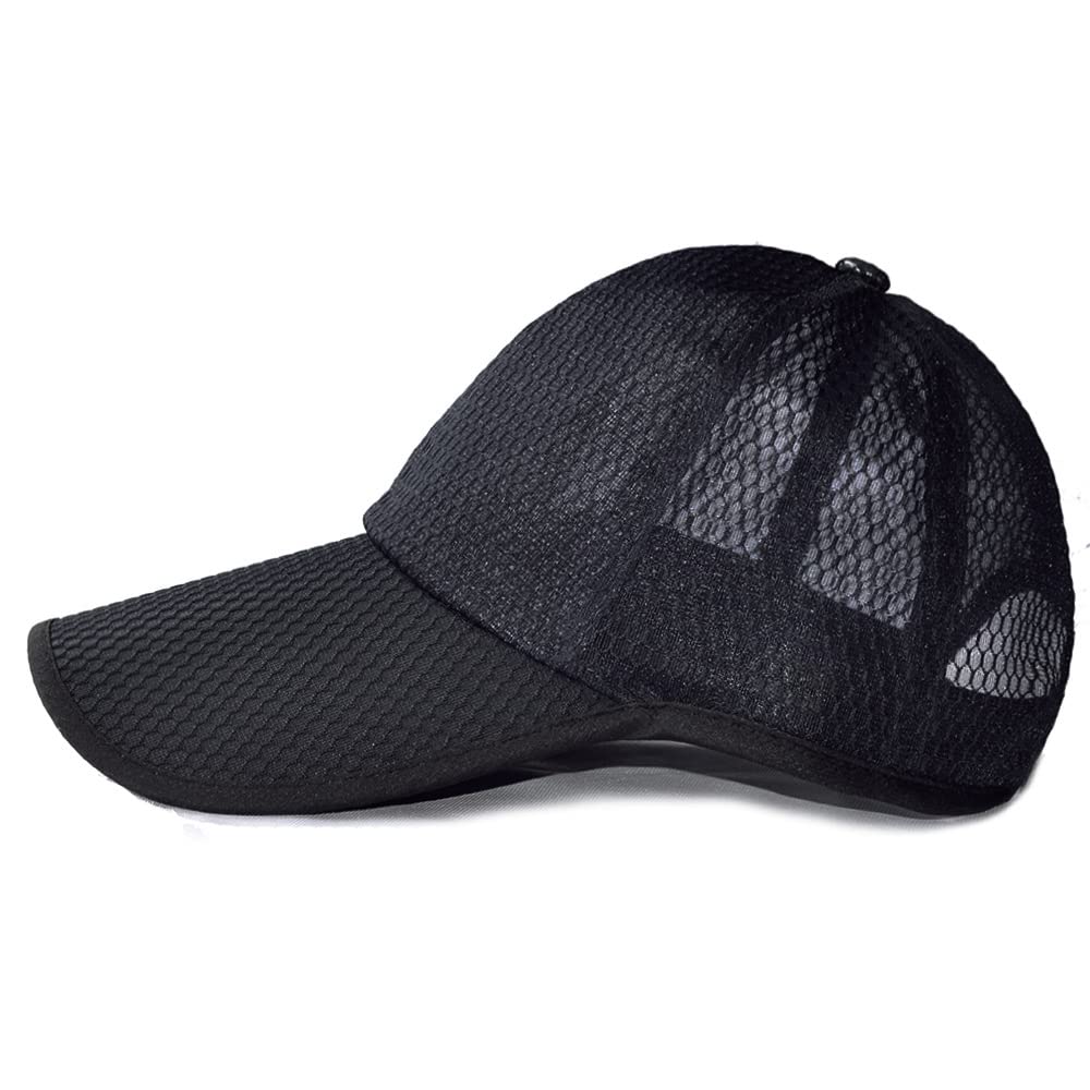 Sun Hat for Men Women Baseball Cap Dad Hat Adjustable Outdoor Sport Cap Breathable Quick Drying (Black + Light Green)