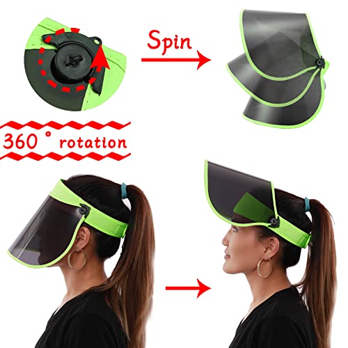 Sun Visor Hats Womens Men Wide Brim Cap Roll up Outdoors Sports Adjustable (Green)