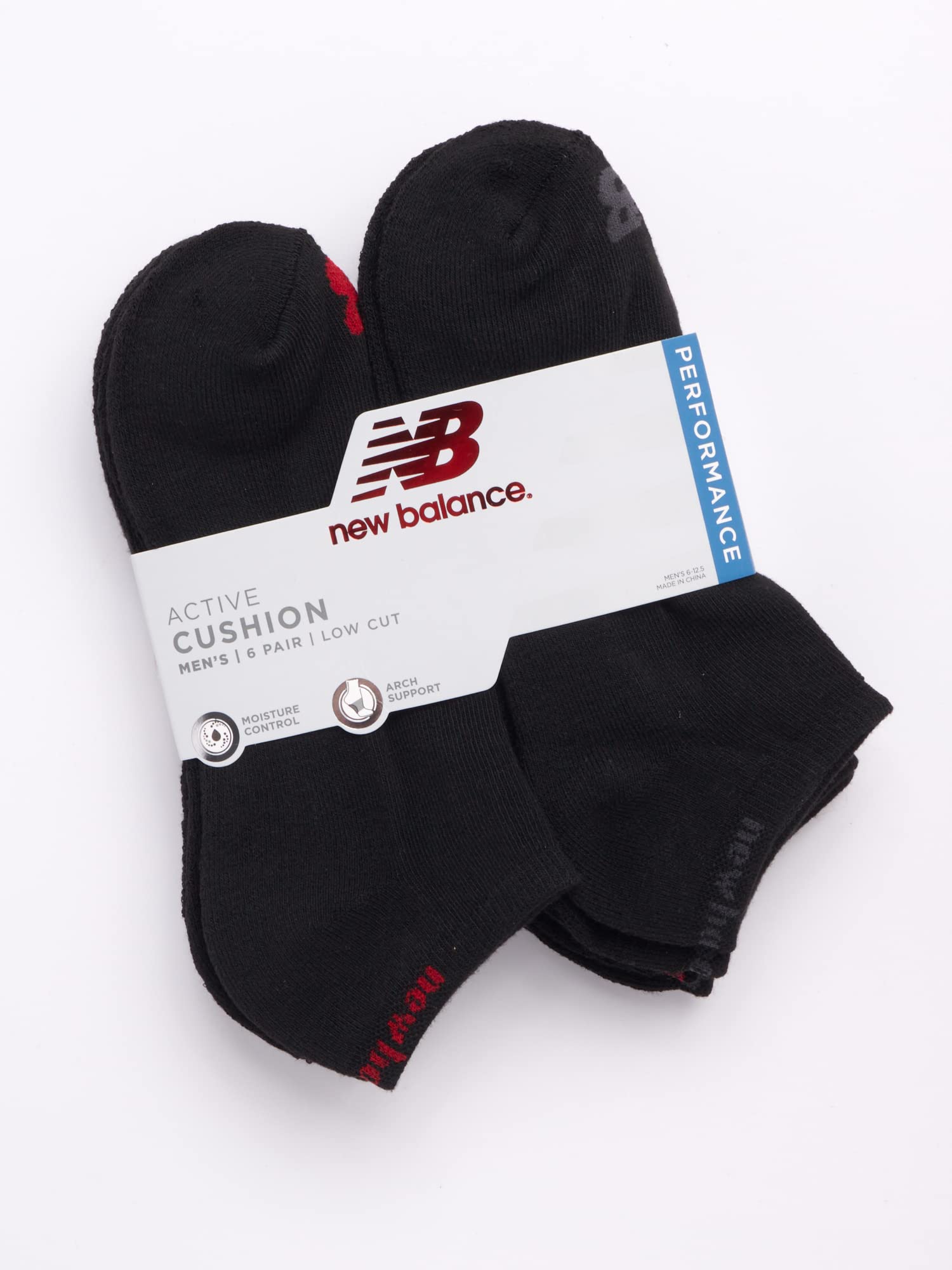New Balance Men's Low Cut Basic 6-Pack Socks, Size 6-12.5, Black Old 2