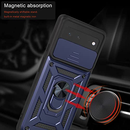 Paton Designed for Google Pixel 6 Case, Heavy Duty Military Grade Protection Pixel 6 5G Case with Magnetic Kickstand, 15ft Drop Tested Shockproof Cover Case for Pixel 6. (Blue)