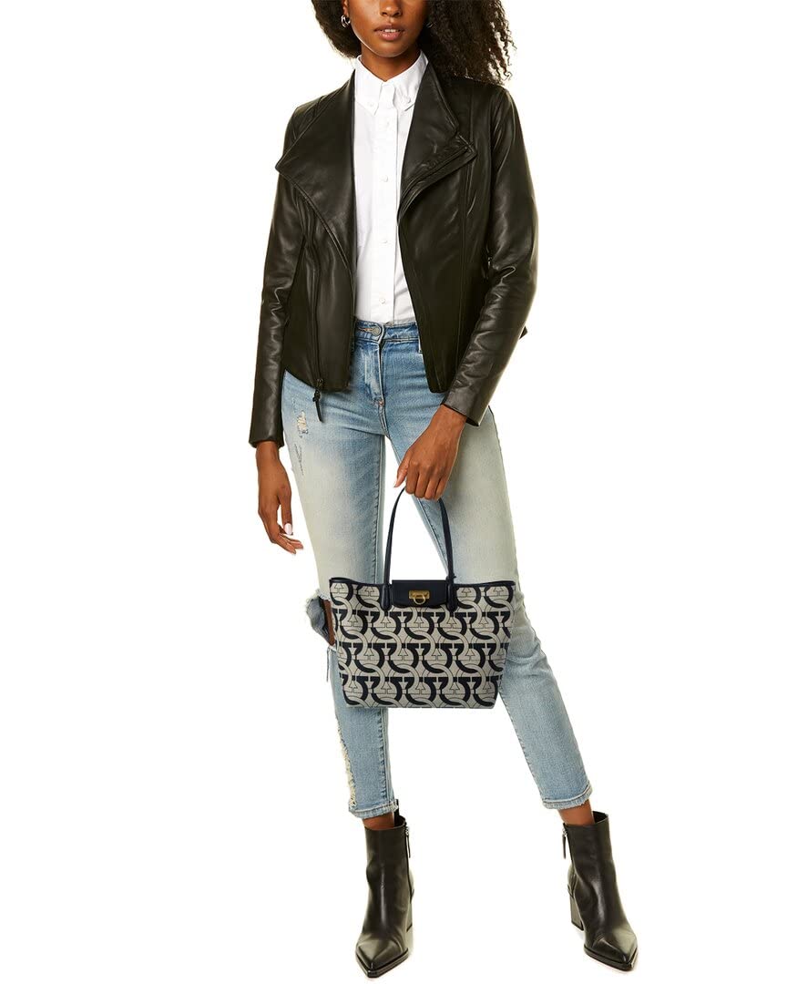 Salvatore Ferragamo Women's Travel Canvas St. Gancini Tote, St.All Gancini Nero, Black, Print, One Size