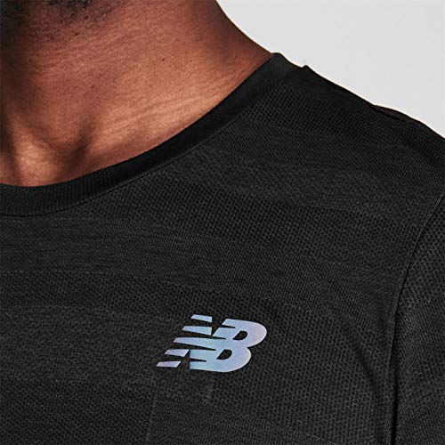 New Balance Men's Q Speed Fuel Jacquard Long Sleeve, Black Heather, X-Large