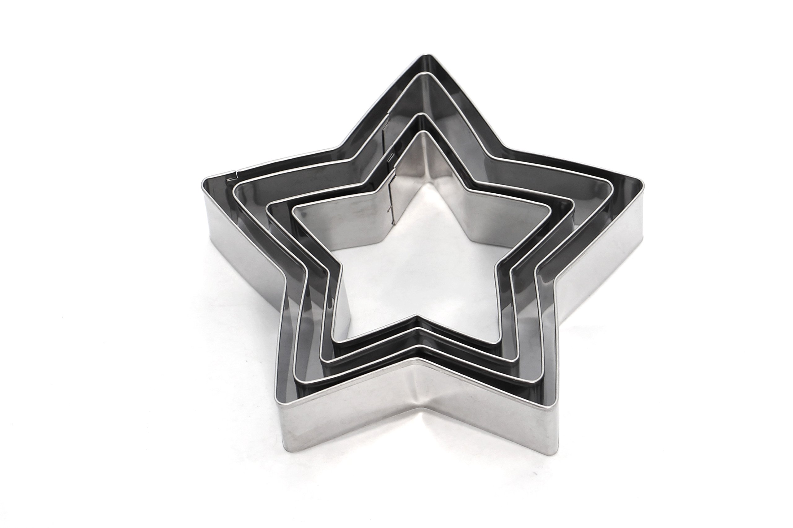 SurgeHai Star Cookie Cutter Set, 4-Piece Stainless Steel Stars Cutters