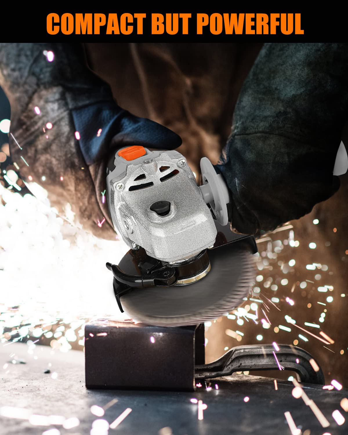 WORKSITE Cordless Angle grinder, 4-1/2 Inch Power Angle Grinder with 4-Pole Motor, Adjustable Auxiliary Handle, Cutting Wheels, Grinding Wheels and Flap Discs, 4.0 Ah Battery & Charger Included