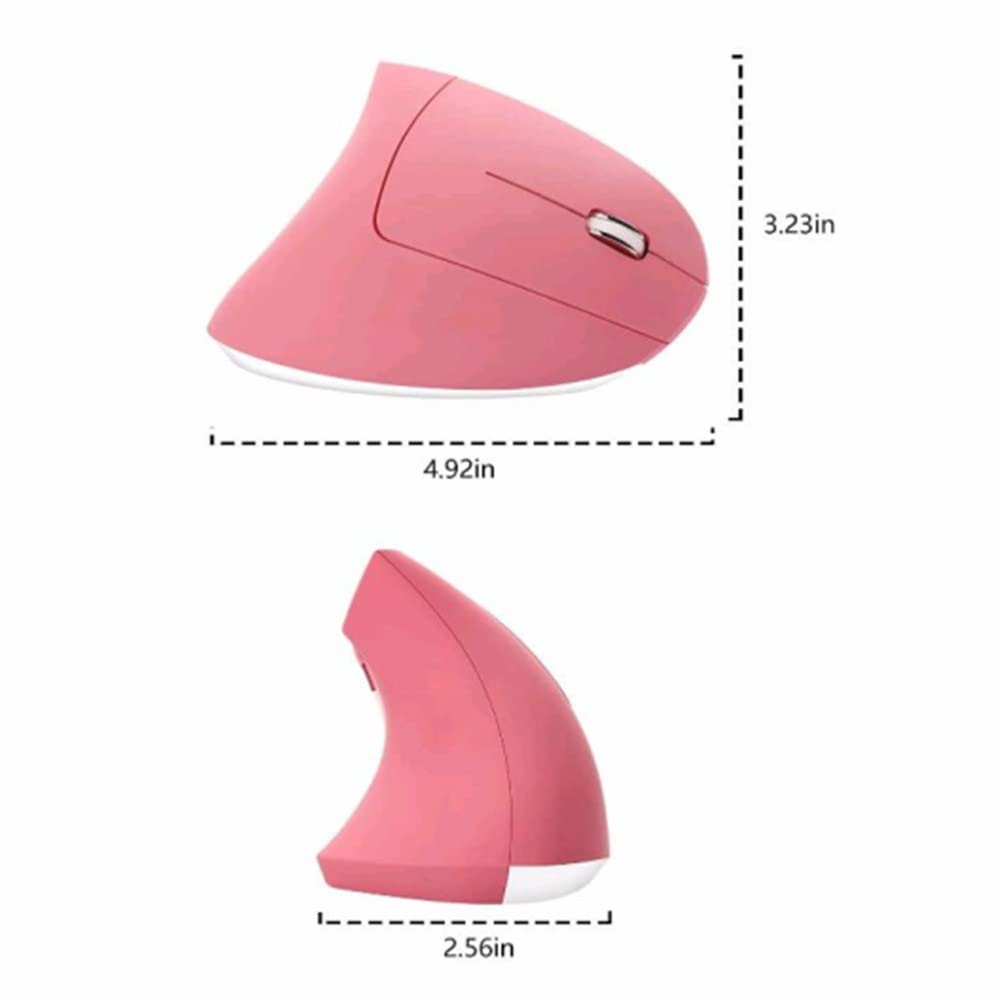 Sunffice Vertical Mouse, Ergonomic Vertical Mouse, 2.4G High Precision Optical Mice 800/1200/1600DPI for PC Laptop Desktop Mac (Wireless Pink)