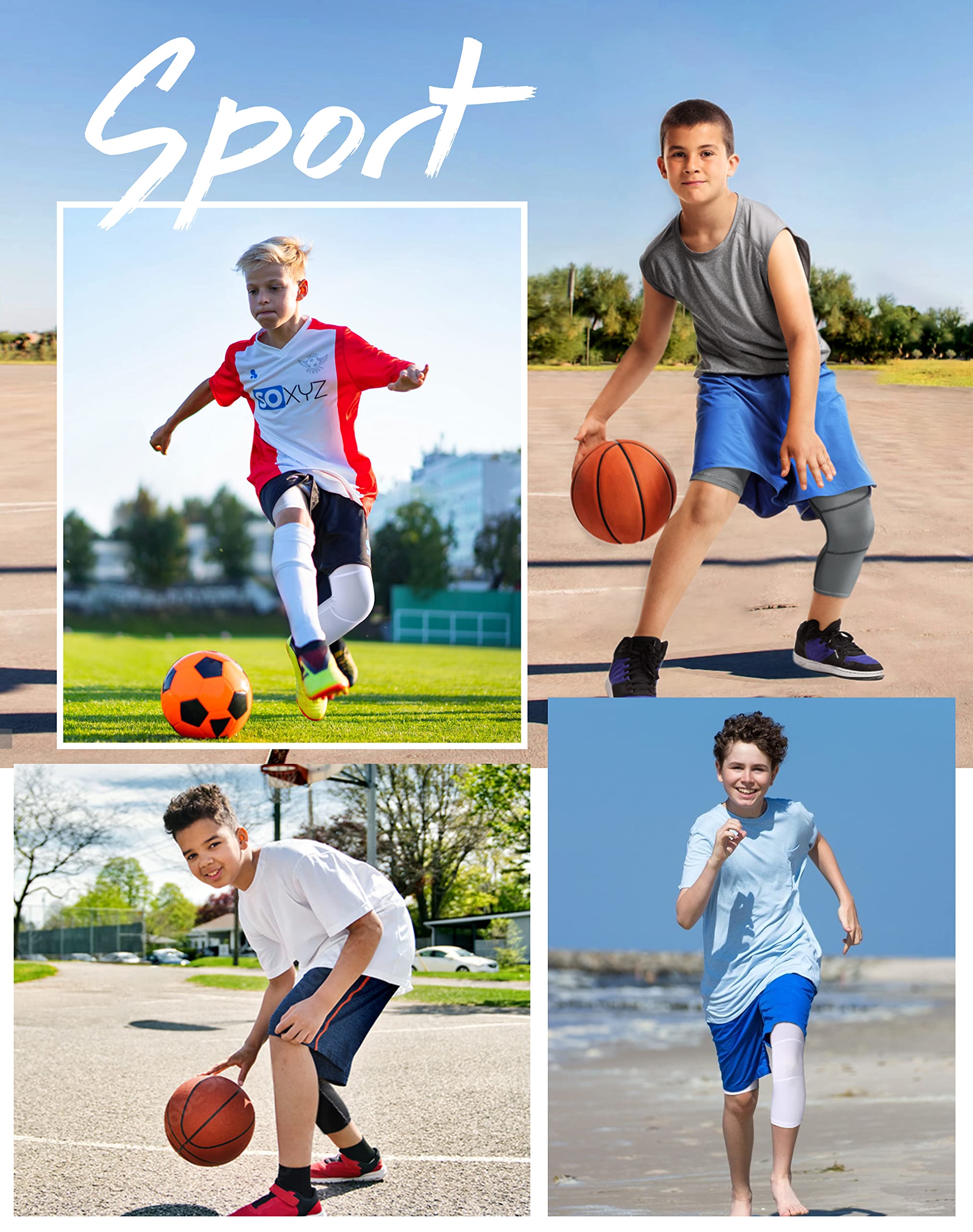 Roadbox Boys One Leg 3/4 Compression Pants 2 Pack - Basketball Tights for Gym Athletic Base Layer Leggings