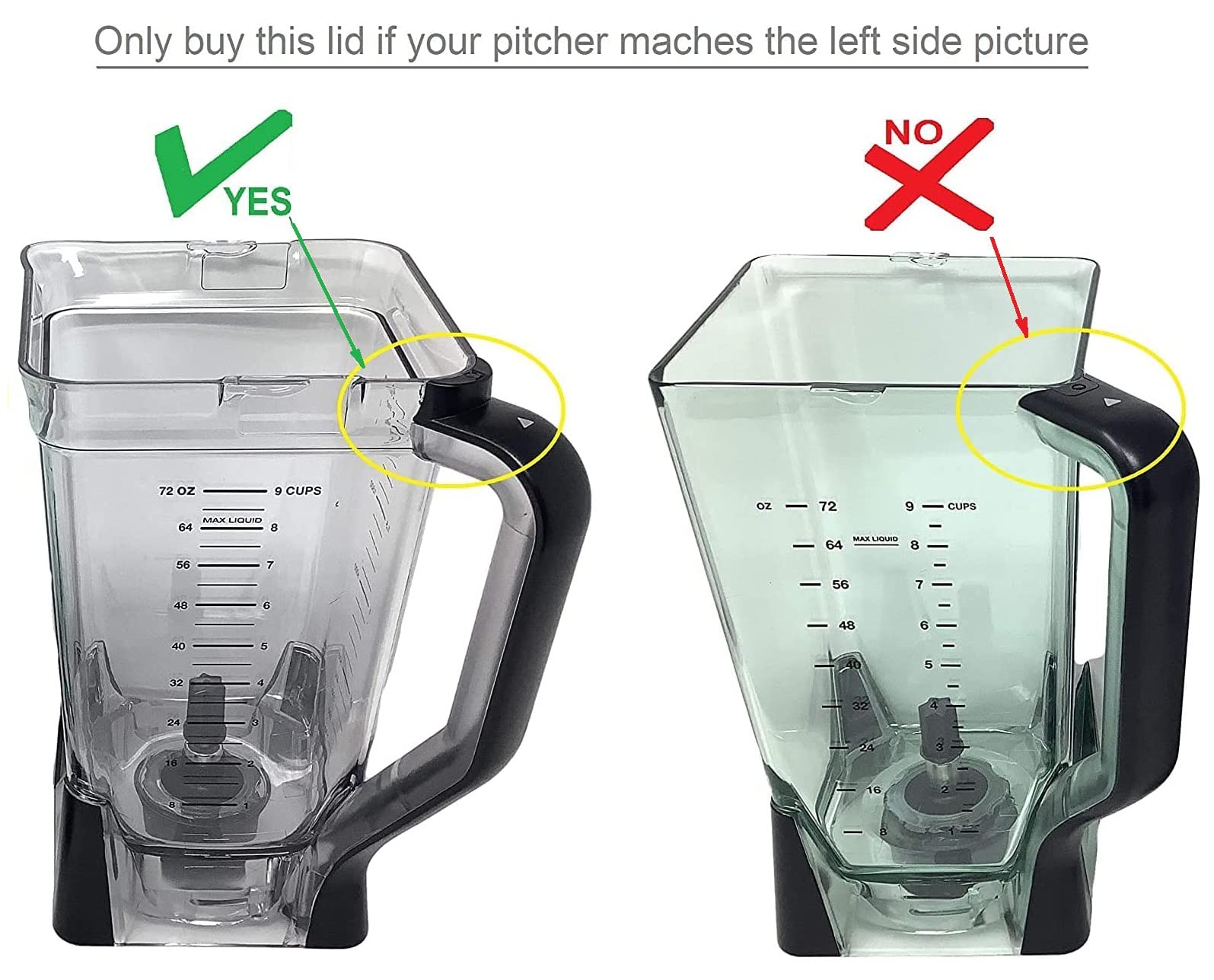 Replacement Locking Lid for Ninja 72oz XL Pitcher Auto-iQ BL640 BL641 BL642 BL642W BL642W1 BL642Z BL680 BL680A BL681A BL682 BN701 BN751 BN801 BL910 BN642 Blender