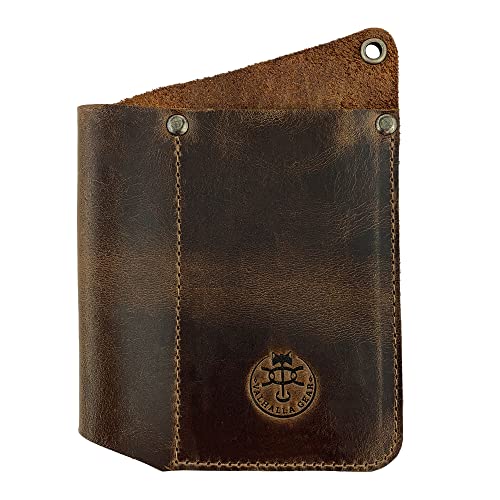 Valhalla Gear, Tool Holster Handmade from Full Grain Leather - Multitool Holder, Knife Sheath, Camping & Outdoor Accessories - Bourbon Brown