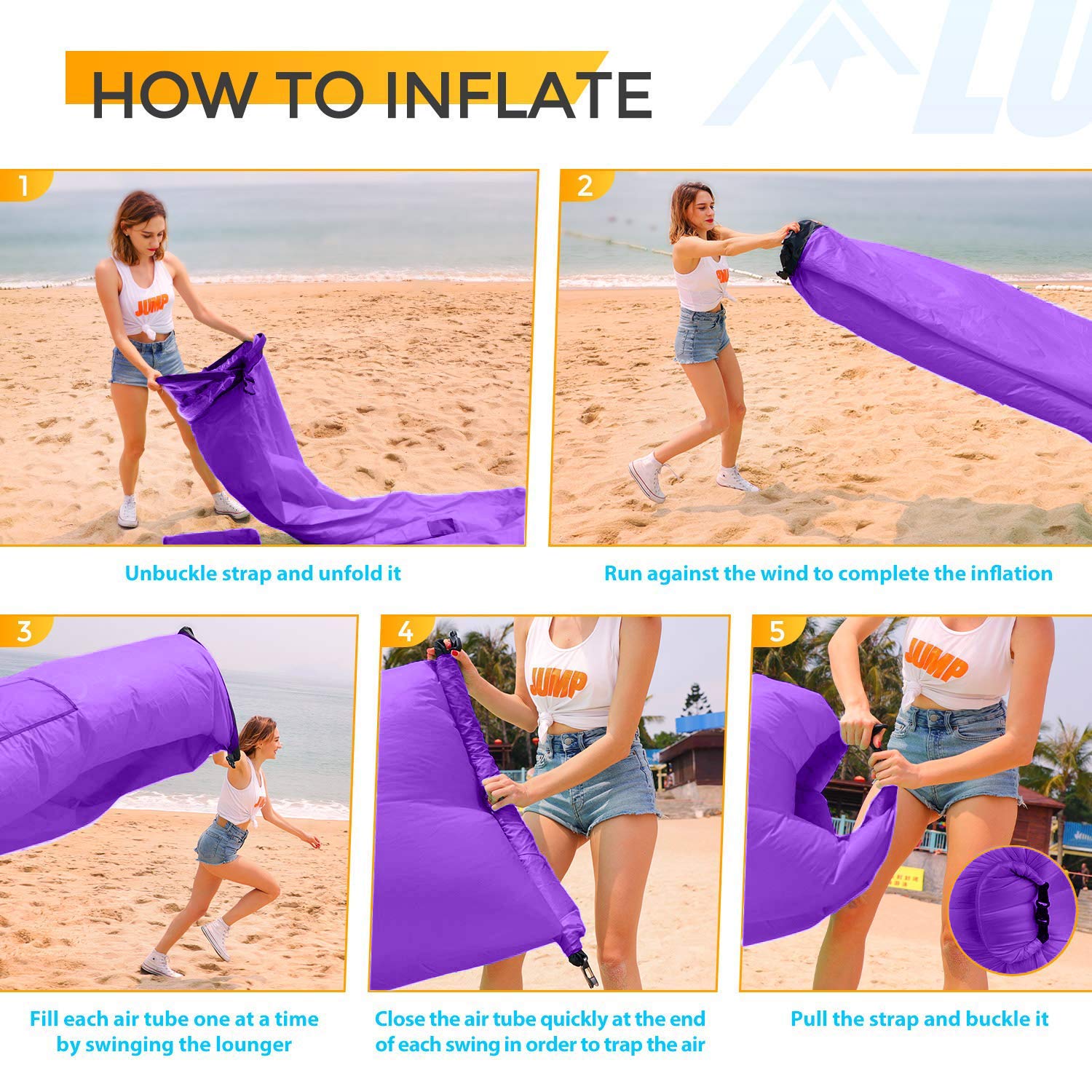 ludtom Inflatable Lounger Air Sofa Hammock, 440 lb Portable and Waterproof Ideal Inflatable Pouch Couch for Camping Gear and Accessories for Outdoors Pool Backyard Traveling