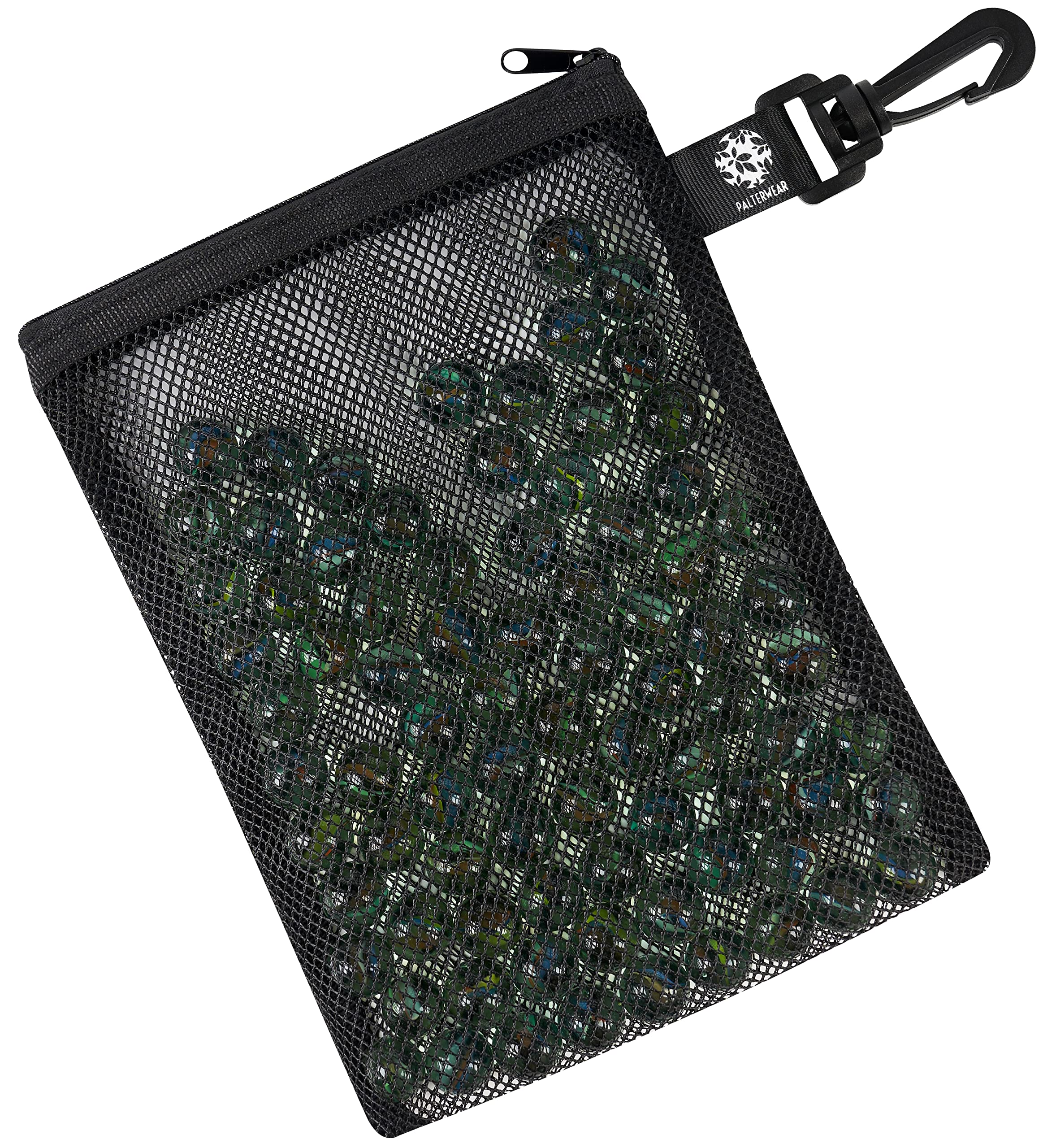 PALTERWEAR Mesh Zipper Bag with Clip - Set of 4 (Black, 7 x 9 inch)