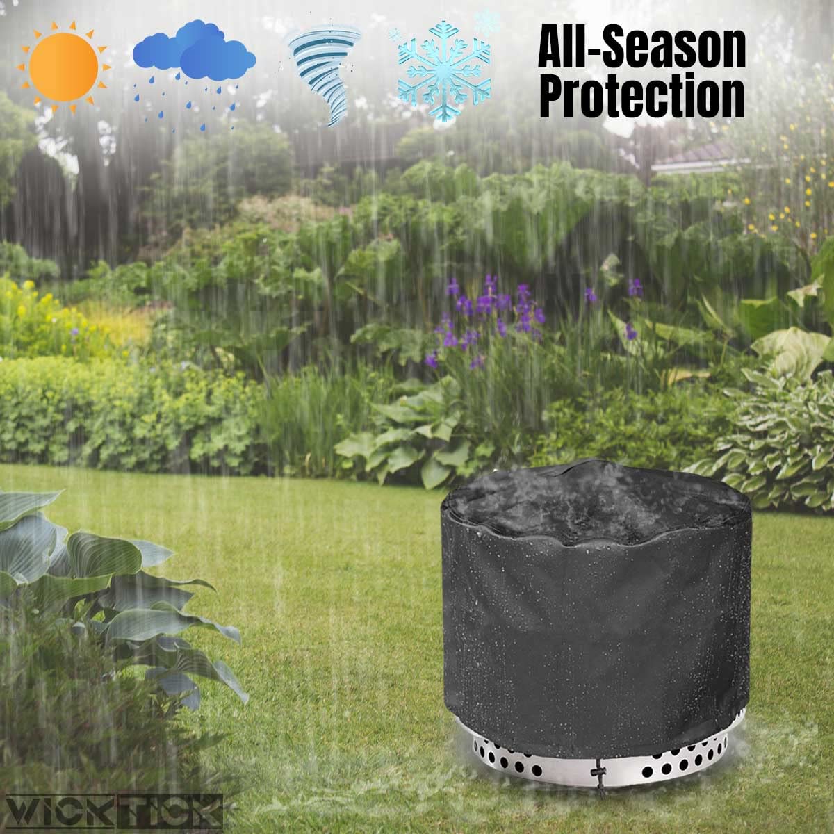 WICKTICK 30x30x25 In Gas Fire Pit Cover, Waterproof & Heavy Duty Cover fit 30x30 / 28x28 Inch Outdoor Tall Propane Firepit Tables