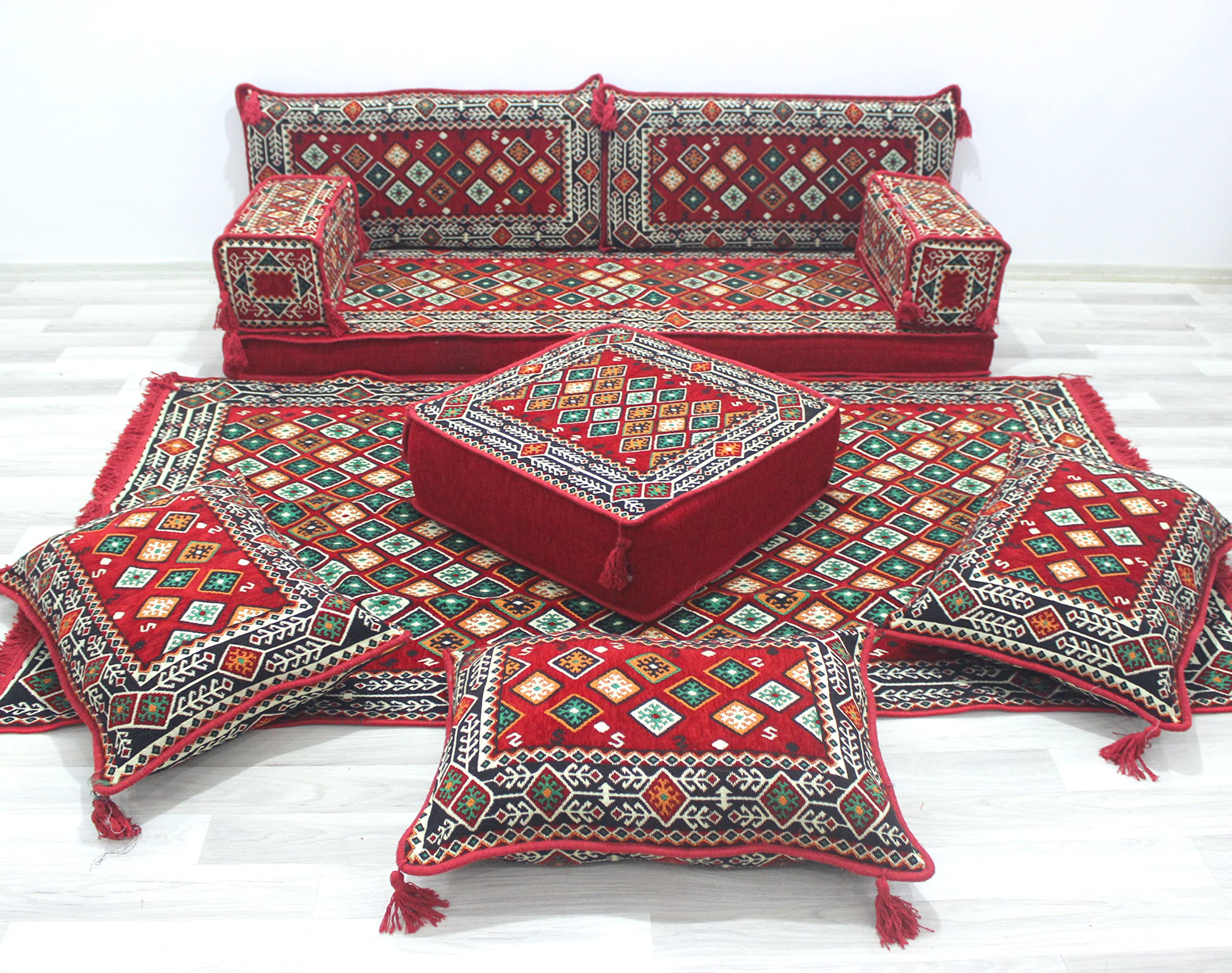 Traditional Large Sofa Set, Arabic Sofa Set, Floor Cushions, Seating Floor Sofa, Arabic Majlis, Moroccan Sofas, Cozy Sofa, Turkish Rug (Sofa Full Set)