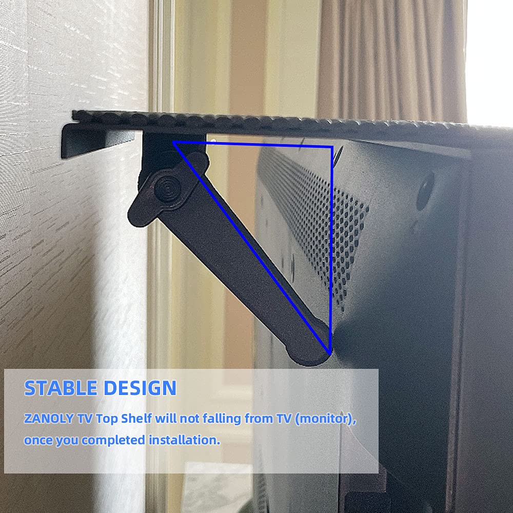 ZANOLY Monitor Top Shelf Screen Top Shelf TV Top Shelf Adjustable Storage Bracket Computer Screen Shelf for Media Boxes, Game Console, Router and Home Decor,2pck