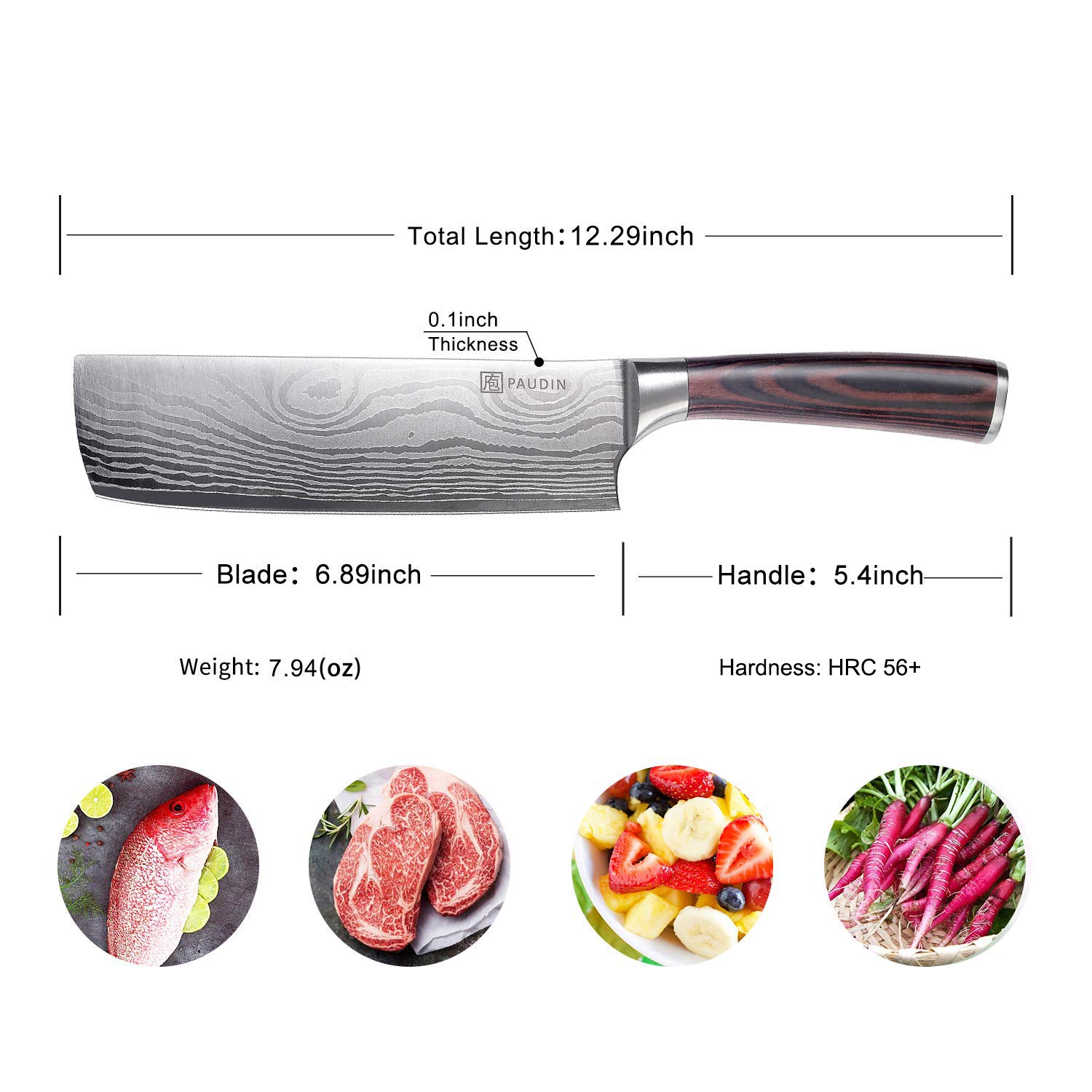 PAUDIN Nakiri Knife, Chef's Knife and Utility Knife
