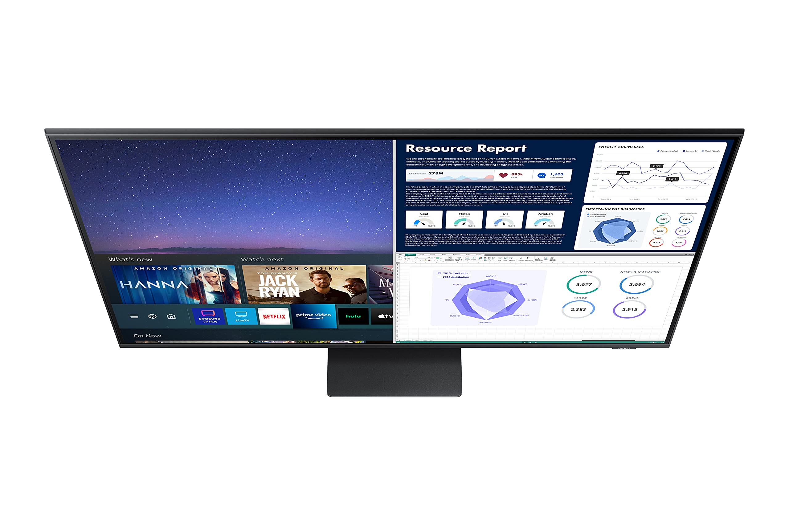 Samsung M70 Smart 43 Inch 4K Computer Monitor, Smart TV Apps, Microsoft 365, 4K Monitor (LS43AM702UNXZA)