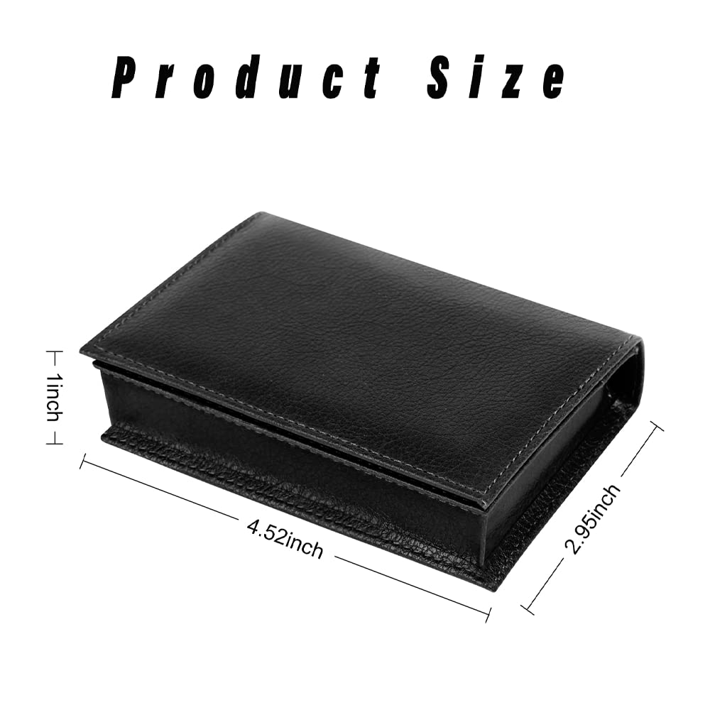 Olanpei 2 Pack Leather Business Card Holder for Men Women, Large Space for 40 Business Cards Wallet Credit Card Holder (Black/Brown)