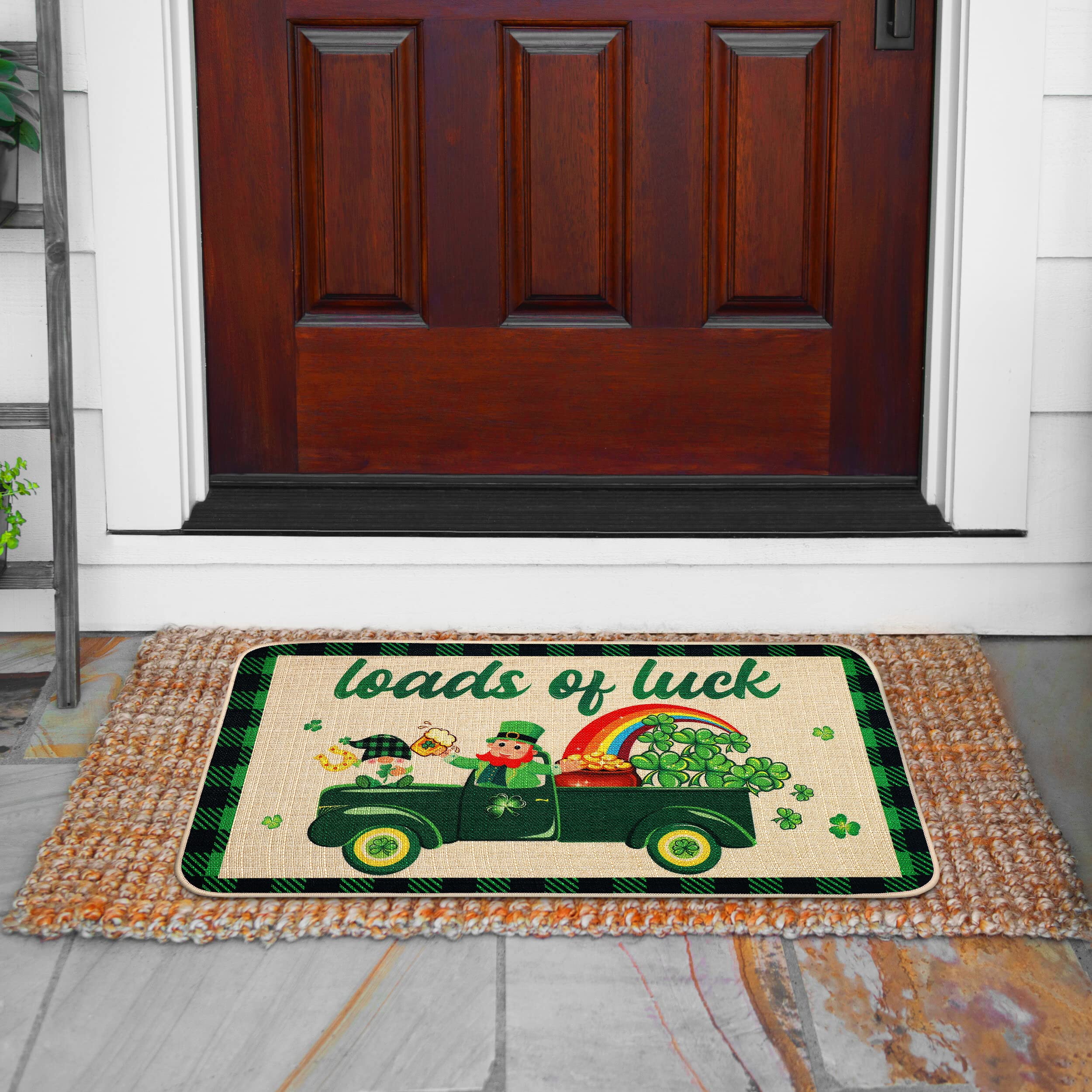 Tieshankao St Patricks Day Gnome Doormat Decorations-Shamrock Leprechaun Lucky Door mat Rug Irish Saint Patty's Decor for The Home Bathroom