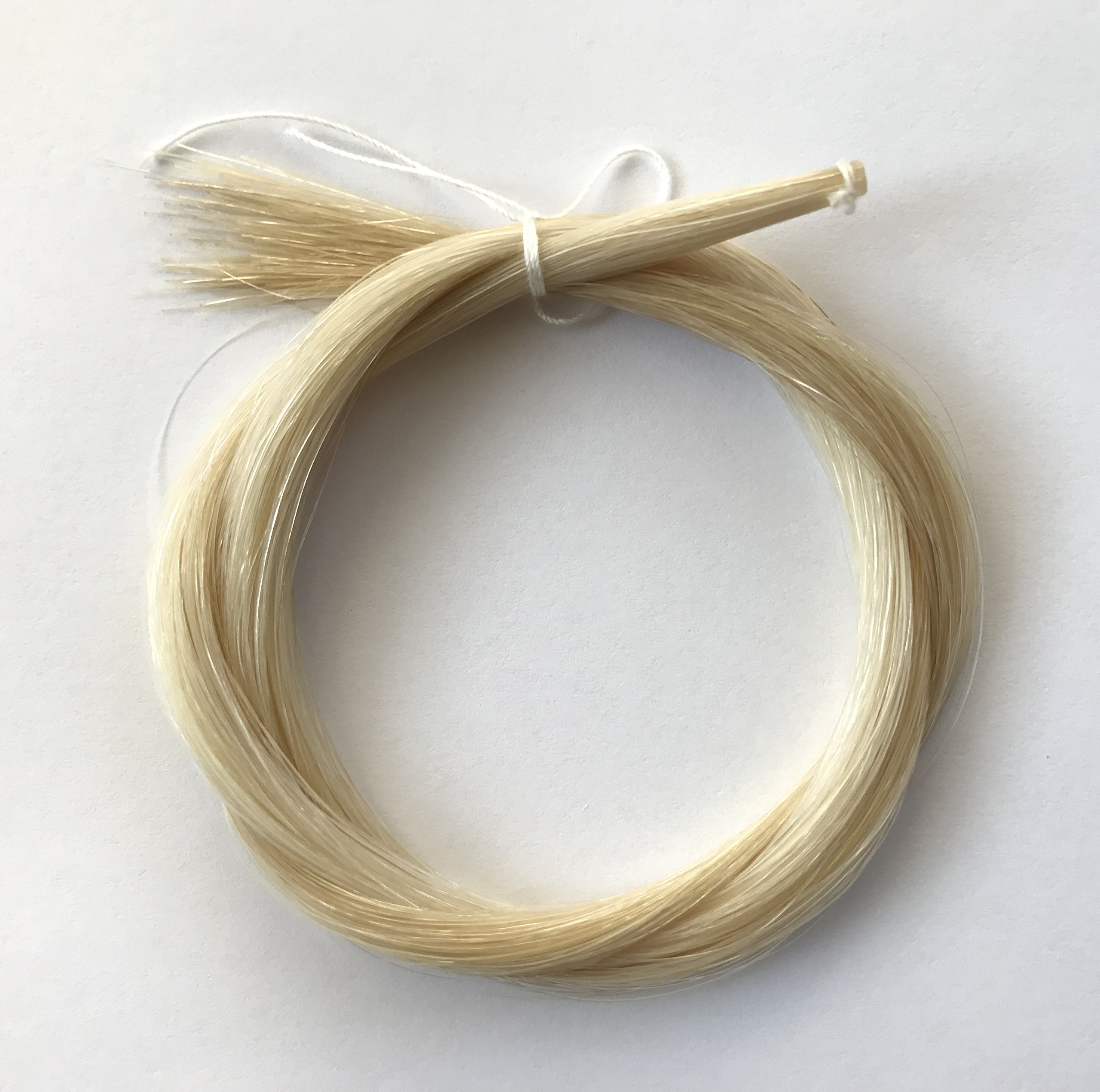 MI&VI Premium Quality Mongolian Horse Hair for Violin, Viola Bows - Unbleached, White 29.5" (1 Hank, Prepared, Includes Plug and Wedge) (1 Hank)