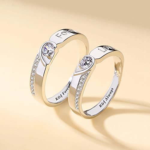 SHEAISRS Personalized Wedding Band 925 Sterling Silver Two Matching Couple Rings for him and her set Custom Engraved Promise Rings
