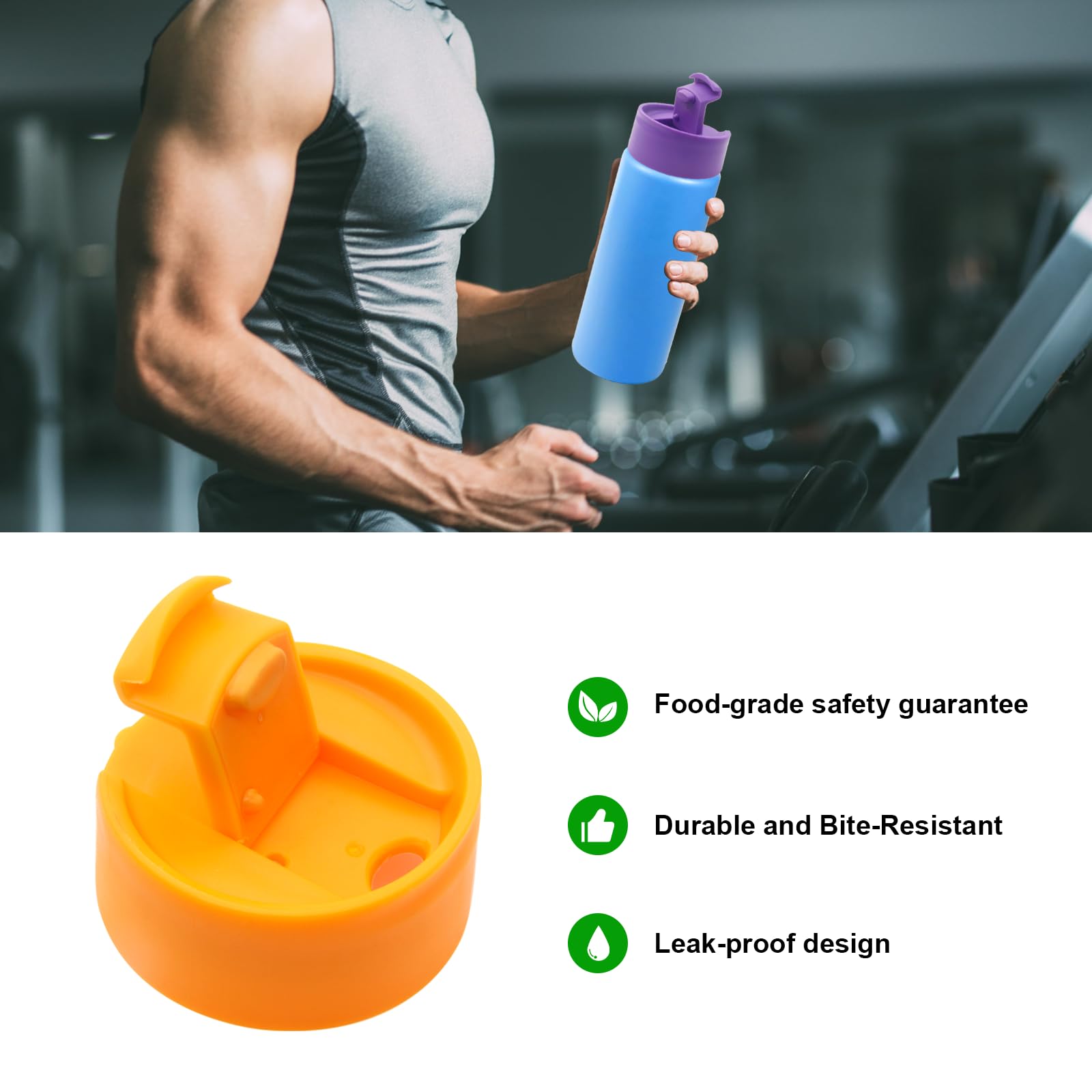 MingQiEven 2 Pack Hydro Flask Lid Wide Mouth Flip and Sip Replacement Coffee Lid or Lid Accessory, Compatible with Hydro Flask 12 16 18 20 32 40 64 OZ Wide Mouth(Orange, Purple)