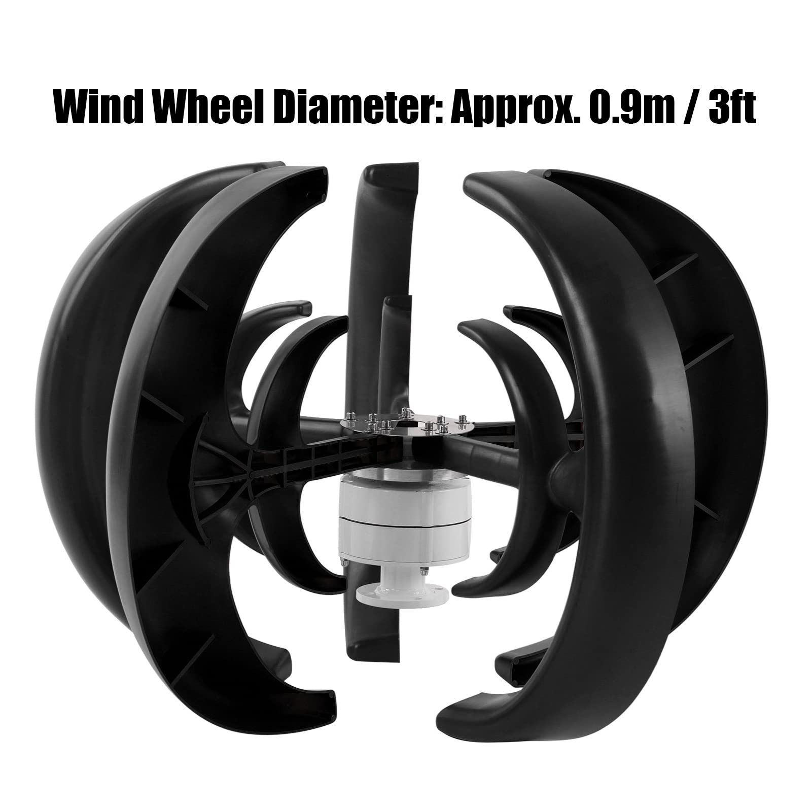 Wind Turbine Generator, 12V 24V 48V 1200W Wind Vertical Axis Generator with Hybrid Controller, 5 Leavies Wind Turbine Generator Kit for Boats, Terraces, Cabins, Mobile Homes(#1)