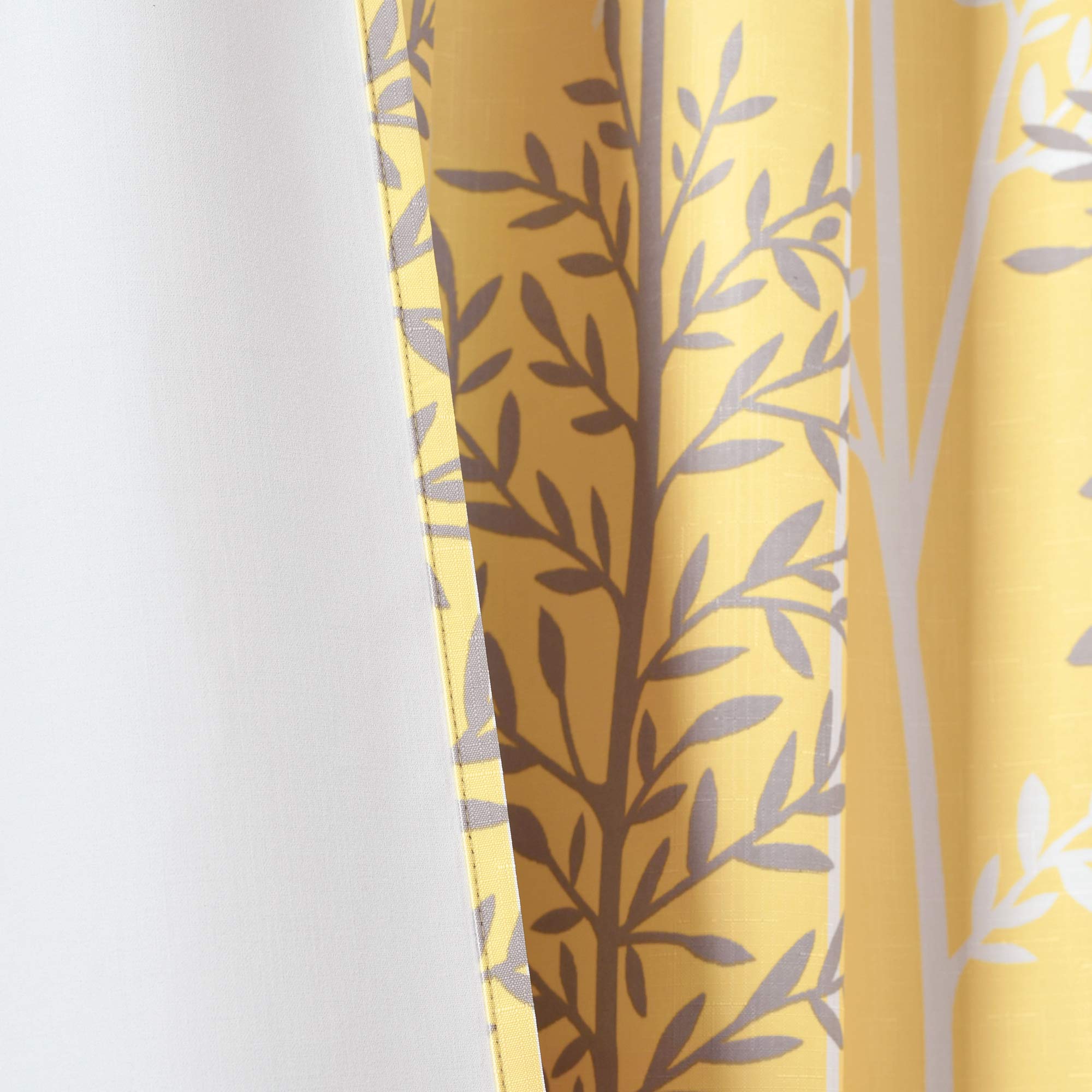 Lush Decor Yellow and Gray Linear Tree Blackout Grommet Window Curtain Panel Pair (84" x 38"), 84 in x 38 in, Yellow & Gray - DISCONTINUED