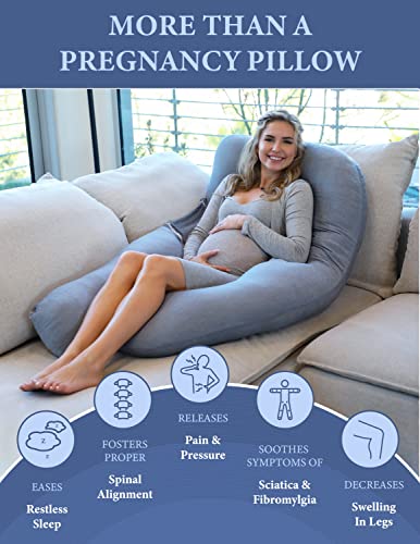 Pharmedoc Pregnancy Pillows, U-Shape Full Body Pillow β Removable Cooling Cover -Dark Grey β Pregnancy Pillows for Sleeping β Body Pillows for Adults, Maternity Pillow and Pregnancy Must Haves