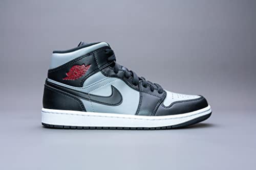 Nike Men's Air Jordan 1 Mid Shoes, Black/Gym Red-particle Grey, 9