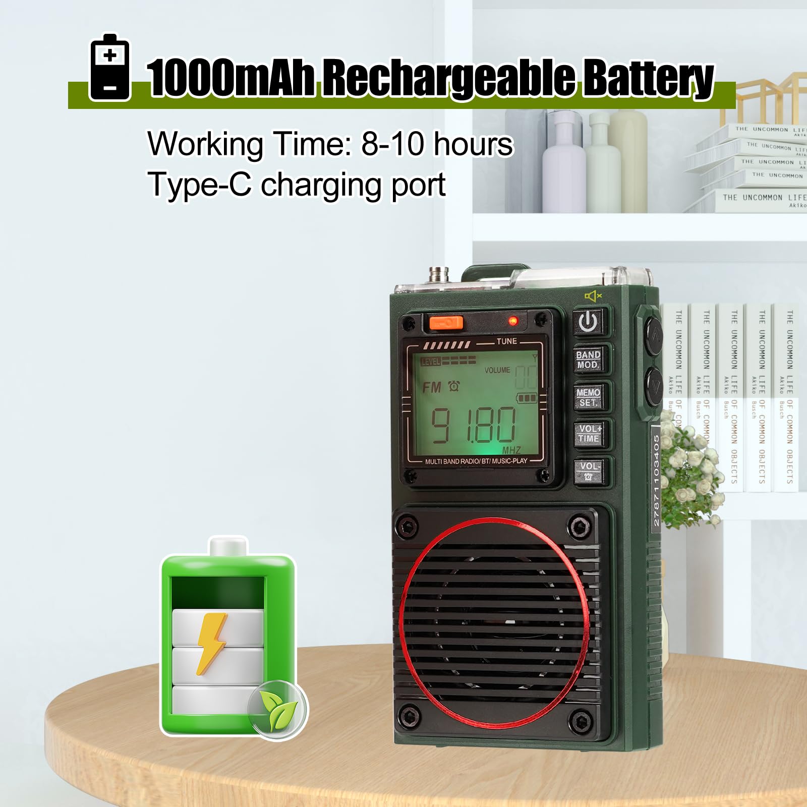 Retekess TR111 Shortwave Radio, Pocket Radio with Bluetooth, AM FM SW VHF WB Radio with APP Control, TF, Recording, Clock, Alarm, Sleep Timer, SOS, Flashlight