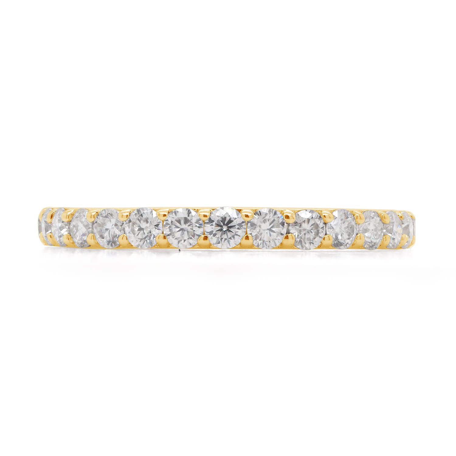 SAVEARTH DIAMONDS 1 Carat Round Cut Lab Created Moissanite Diamond Full Eternity Stackable Wedding Band Ring For Women In 14K Solid Yellow Gold (VVS1 Clarity, 1 Cttw)-6.5