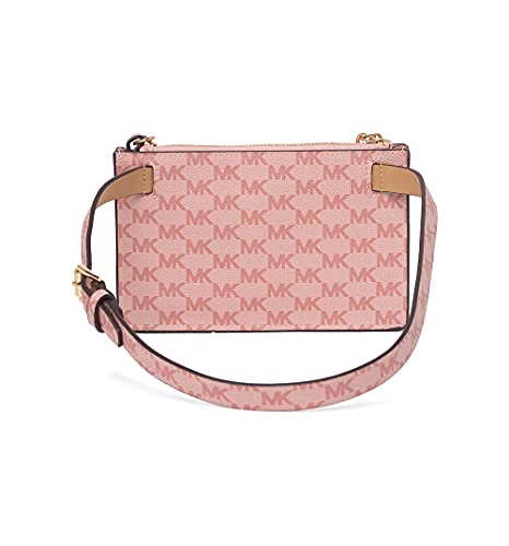 Michael Kors Women's Bum Bag Size M Fanny Pack White 19 x 12 x 1 cm MK Logo Gold Chain Press Studs and Zip