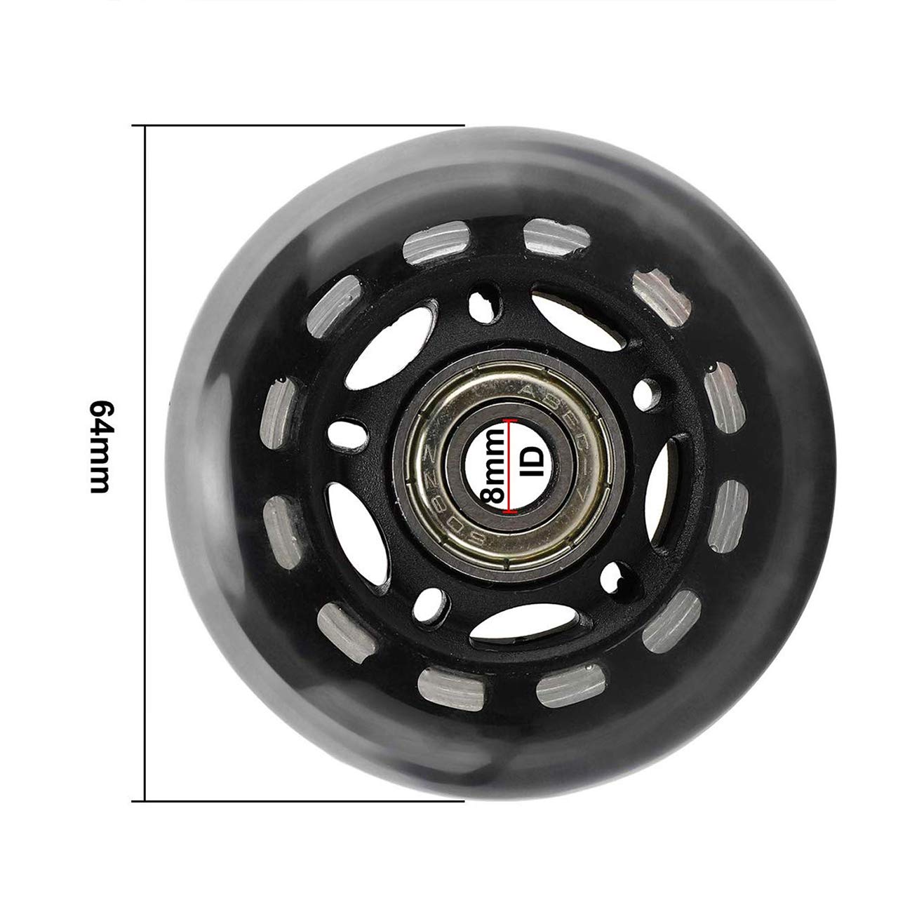NEWCOMDIGI 64mm 8 Pack Inline Skate Wheels Skates, Skateboards Scooters Inline Roller Skating Inline Skate Parts Wheels Replacement Wheels with Bearings