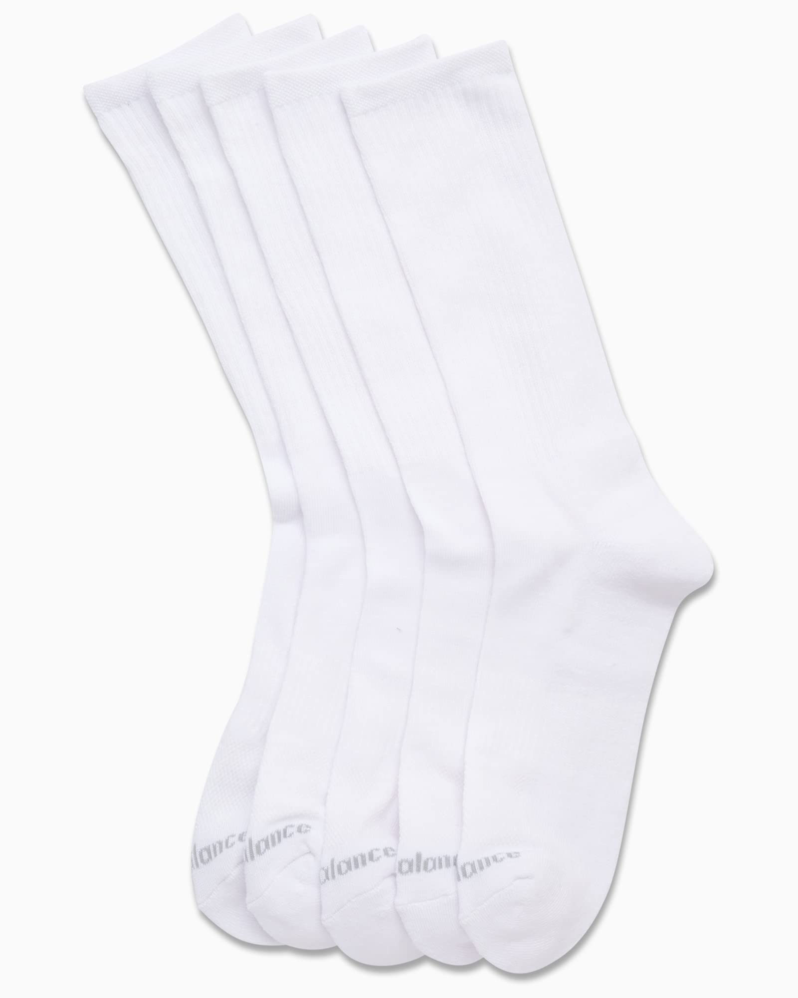 New Balance Men's Athletic Arch Cushion Comfort Crew Socks (5 Pack), Size 6-12.5, White