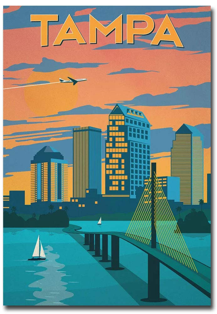 Tampa Travel Vintage Art Refrigerator Magnet Size 2.5" x 3.5"