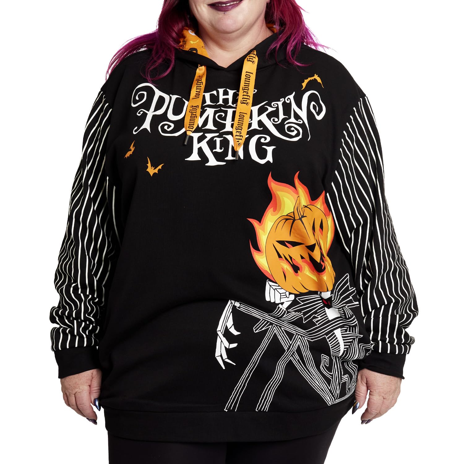 Loungefly Apparel Disney Nightmare Before Christmas Pumpkin King Hoodie, XXL Black