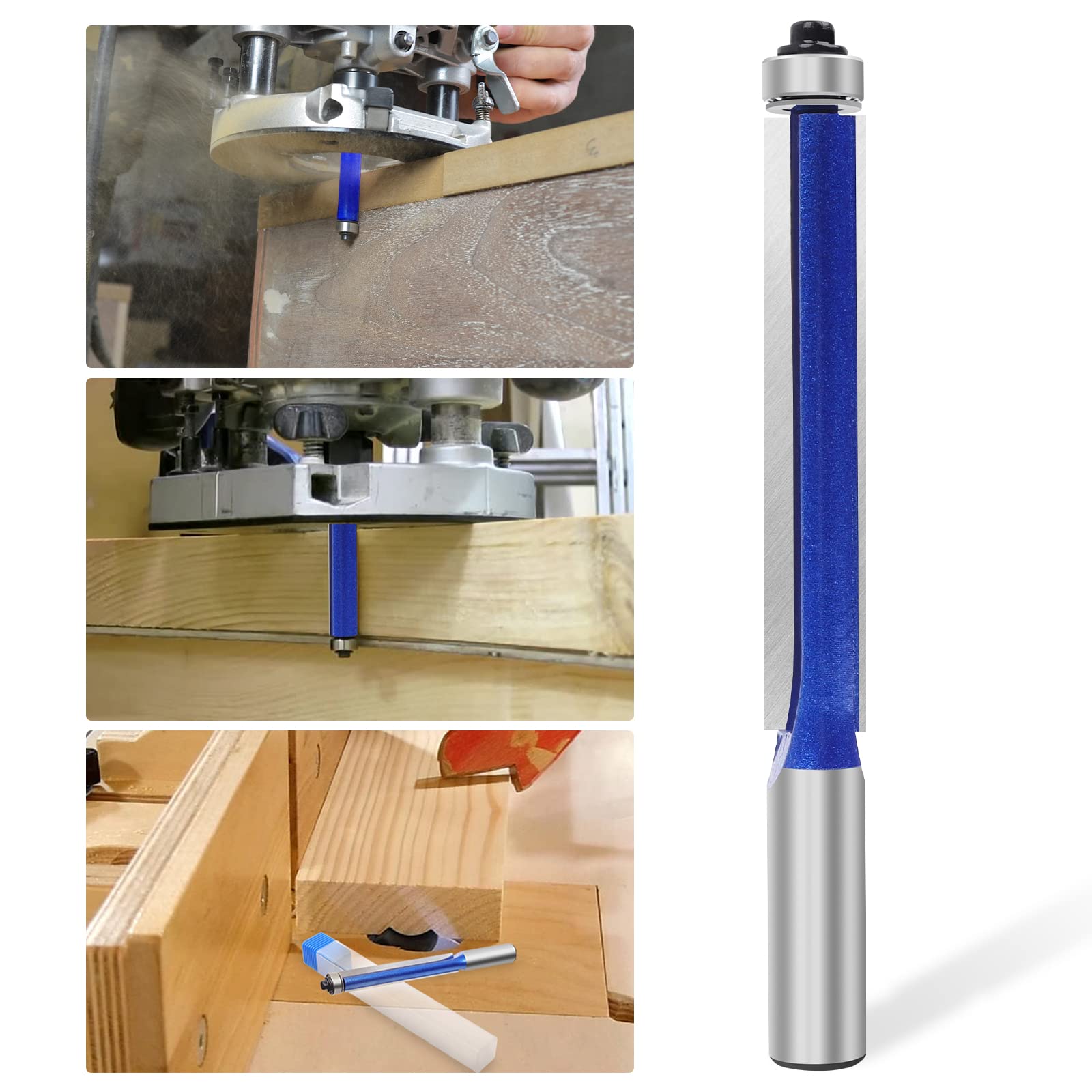 TOOLDO 3" inch Bearing Flush Trim Bit,C3 Carbide Flush Trim Router Bit, 1/2 inch Shank for Wood Router, for DIY, Woodworking Project, High Grade