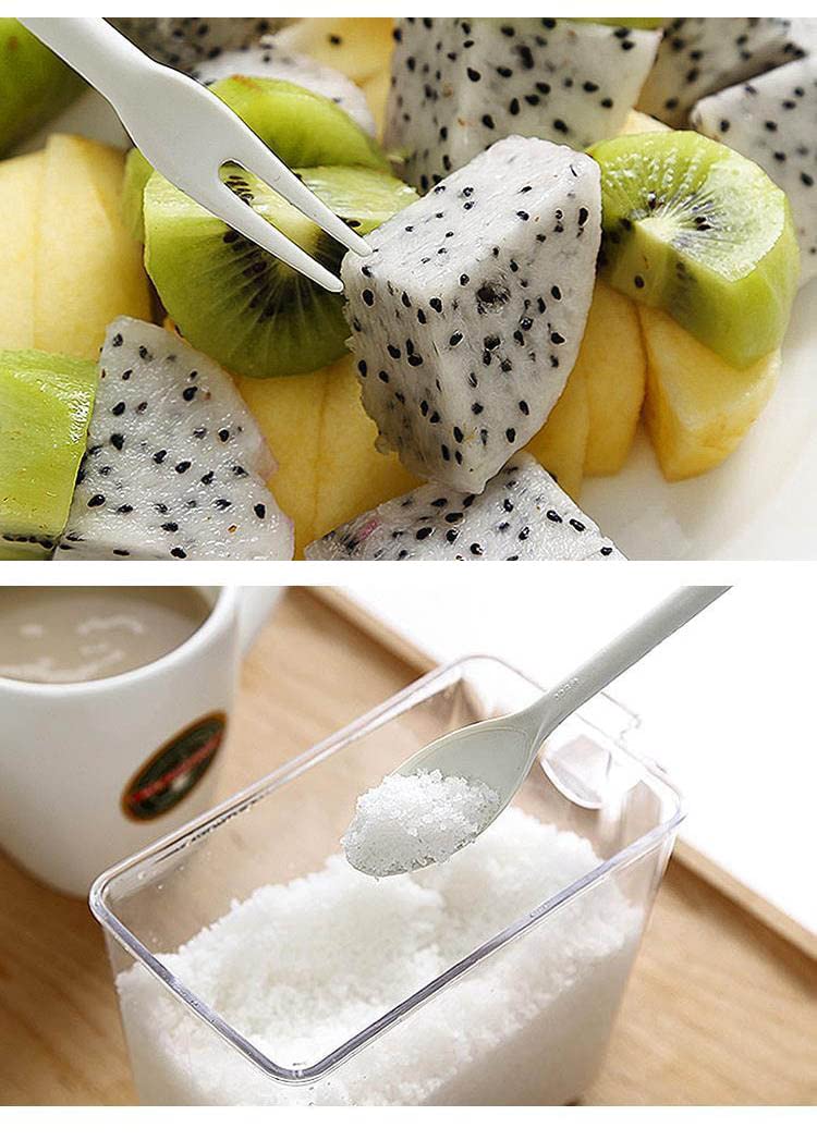 Silicone Cooking Chopsticks with Measuring spoon and fork,Safe Frying,Hot Pot,Seasoning spoon,Measuring spoon,Dessert fork,Fruit fork,Toothpick fork. (Green (tail spoon + fork))