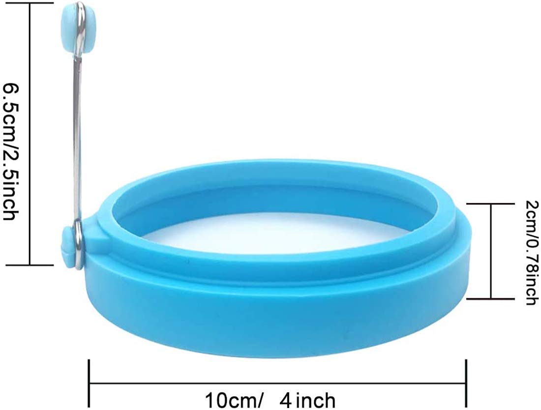 Silicone Egg Rings, 2 Pack Pancake Rings Non Stick Fried Egg Ring Mold, 4 Inch Egg Cooking Rings for Mcmuffins, Round Pancake Mod (Blue)