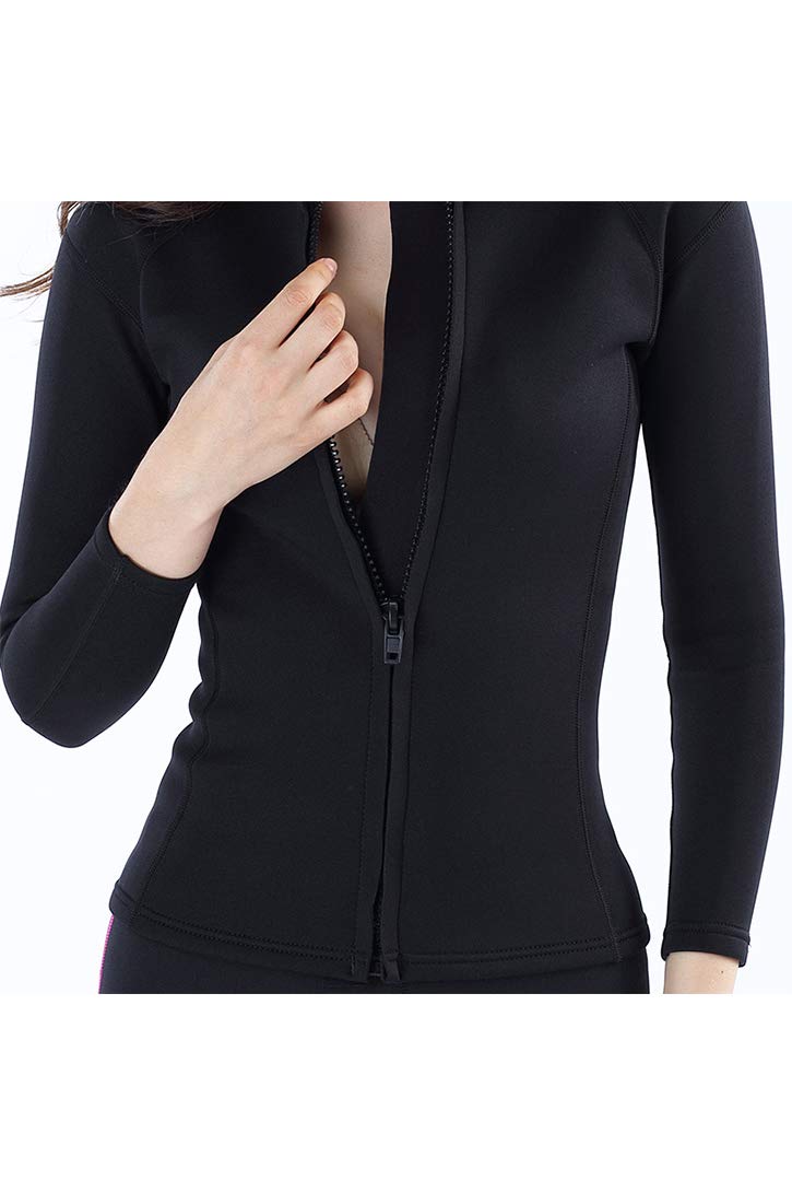 Micosuza Women's Wetsuit Jacket Premium Neoprene 1.5mm Long Sleeve Front Zip Wetsuit Top