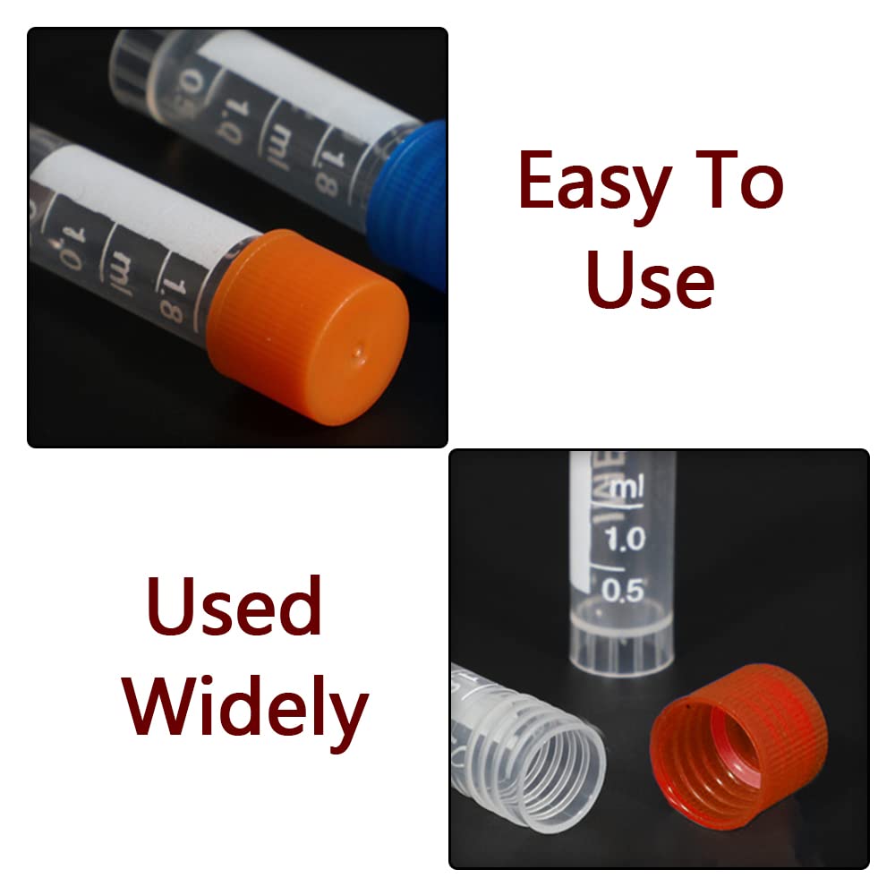 Ycnpeatt 20 Pcs 1.8 ml Graduated Plastic Clear Test Tubes Small Bottle Sample Container Plastic Sample Bottles for Scientific Experiments