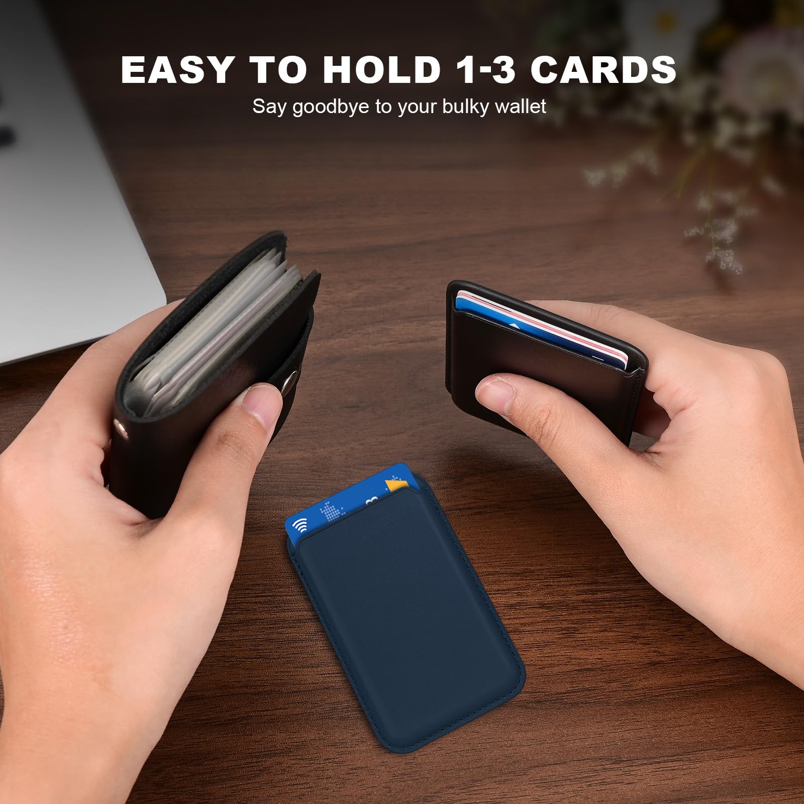 Magnetic Card Wallet Holder with MagSafe - [2 Pack] Phone Wallet for iPhone 15 Pro Max/15 Plus/15 Pro/15, iPhone 14 Pro Max/14 Plus/14 Pro/14, iPhone 13 Pro Max/13 Pro/13, iPhone 12 Pro Max/12 Pro/12