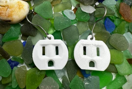 Mini Electric Outlet Drop Earrings • Power Socket Dangle Earrings • Weird Edgy Electric Statement Jewelry For Her • Electricians Gift (Red)