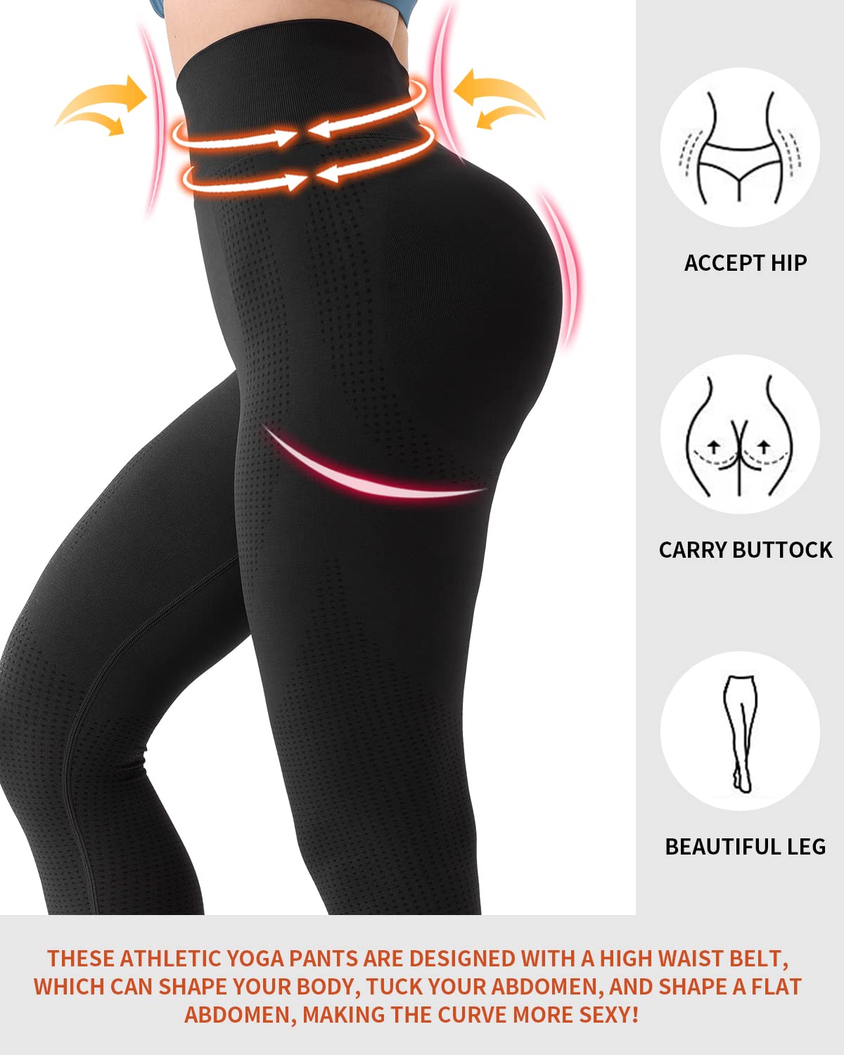 SULTOPY Workout Leggings for Women Seamless Butt Lifting High Waisted Tummy Control Yoga Pants Black