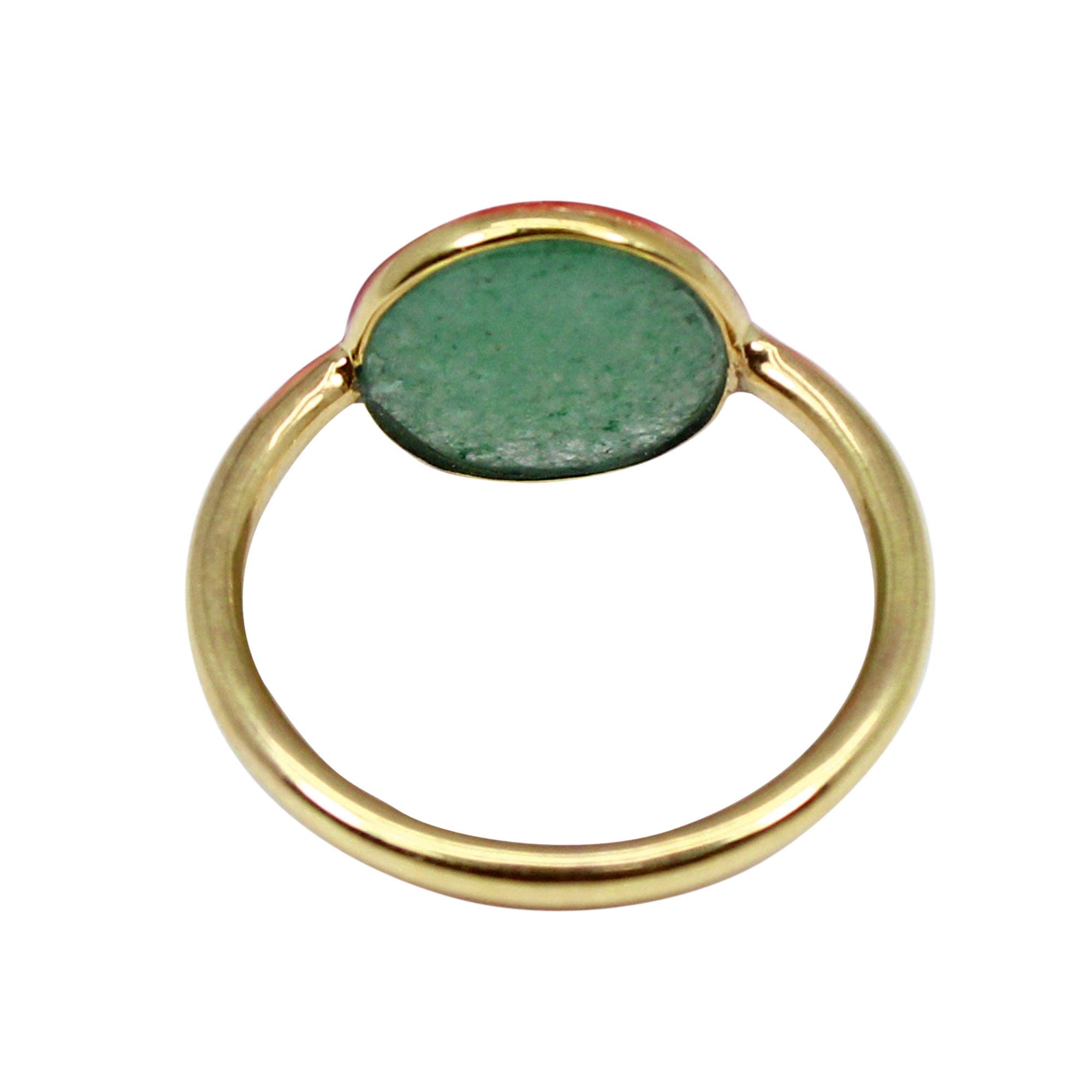 Shilpi Impex 18 K Gold Plated 925 Sterling Silver Round Green Aventurine Gemstone Handmade Dainty Modern Beautiful Men Women Ring (6)
