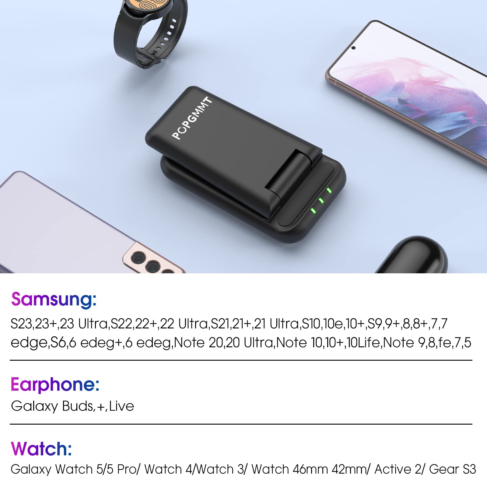 Wireless Charger for Samsung, 3 in 1 Foldable Charging Station/Dock 18W Designed for Samsung S23/S22/S21/Ultra/Plus/S20/S10/S9/Note20/Note10/Z Fold/Flip 4, Galaxy Watch 5/4/3 Active 2, Buds +/Pro/Live